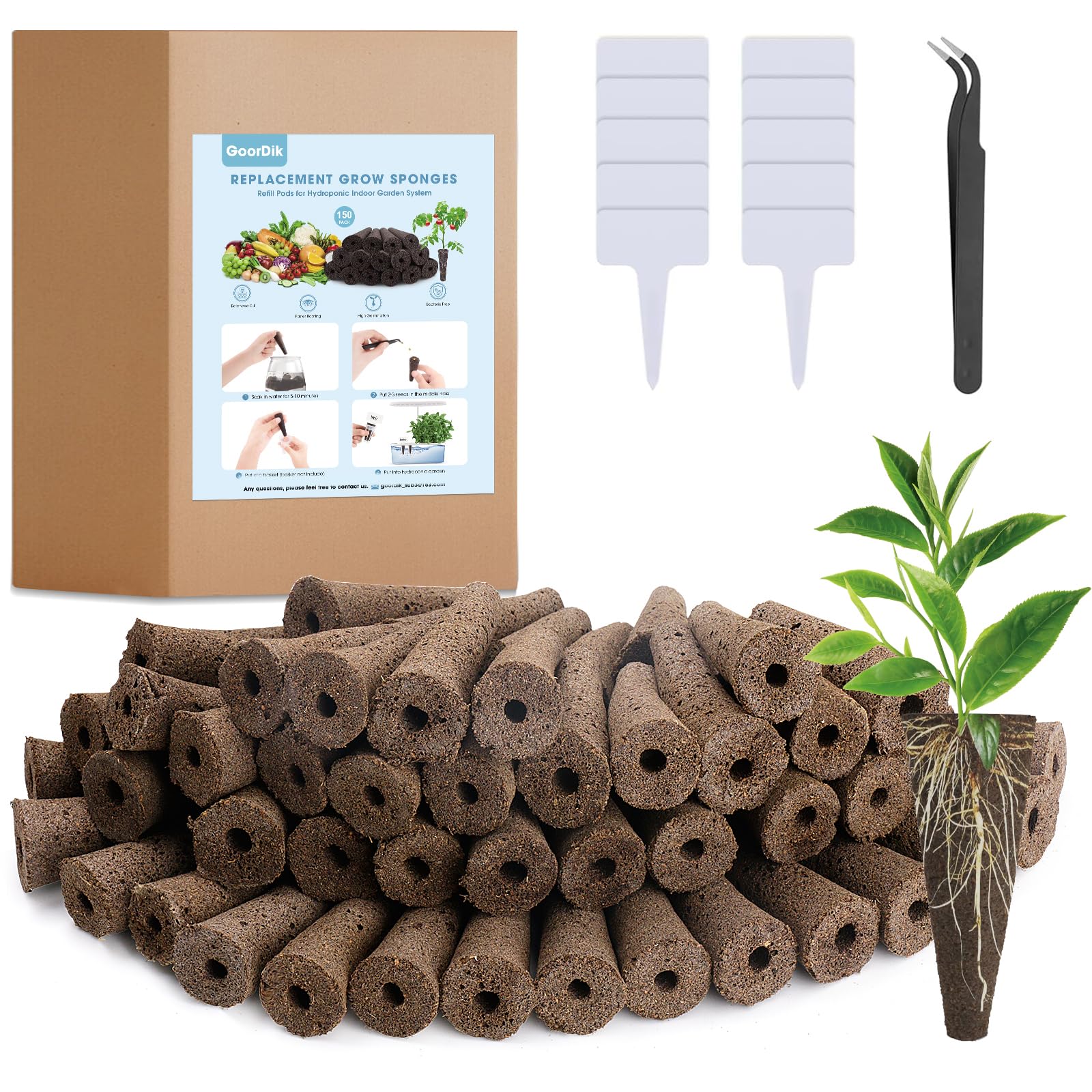 Amazon.com: GoorDik 150 Pack Grow Sponges,Replacement Seed Starter ...