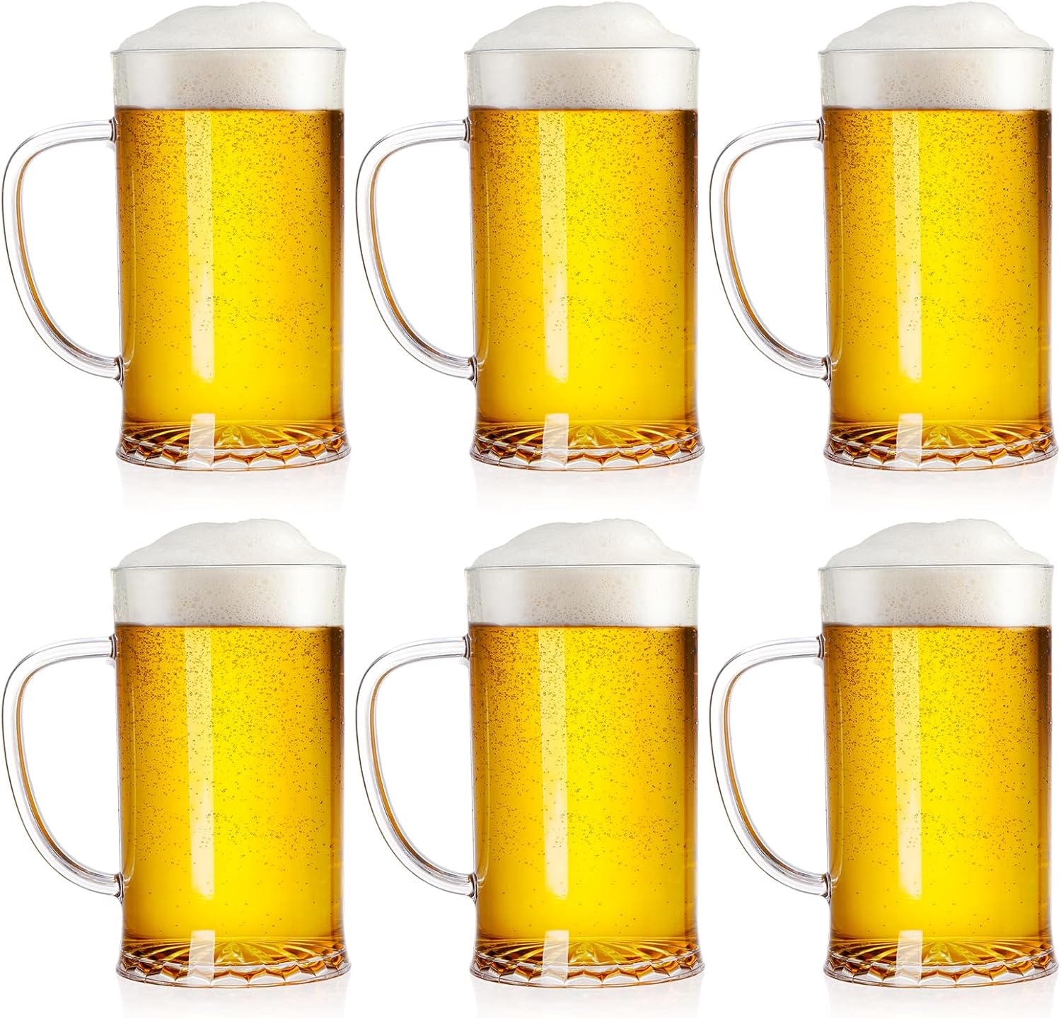 Amazon.com | ZEAYEA Set of 6 Plastic Beer Mug, 16 oz Acrylic Drinking ...