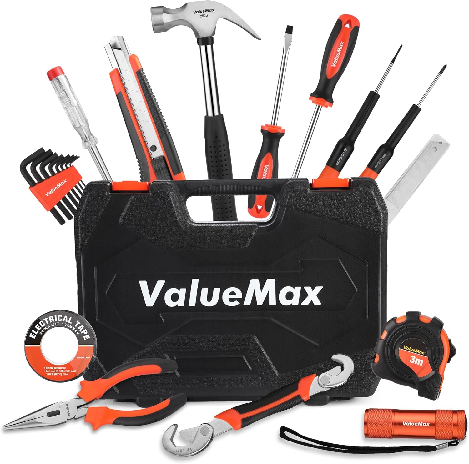 VALUEMAX Tool Set, Home Tool Kit with Plastic Storage Case, 30 Pieces ...