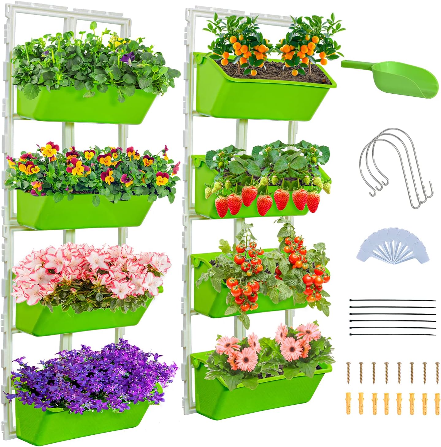 Amazon.com: 8 Pockets Garden Vertical Planter, 4 Tier Wall Mounted Hanging Planter Flower Garden ...