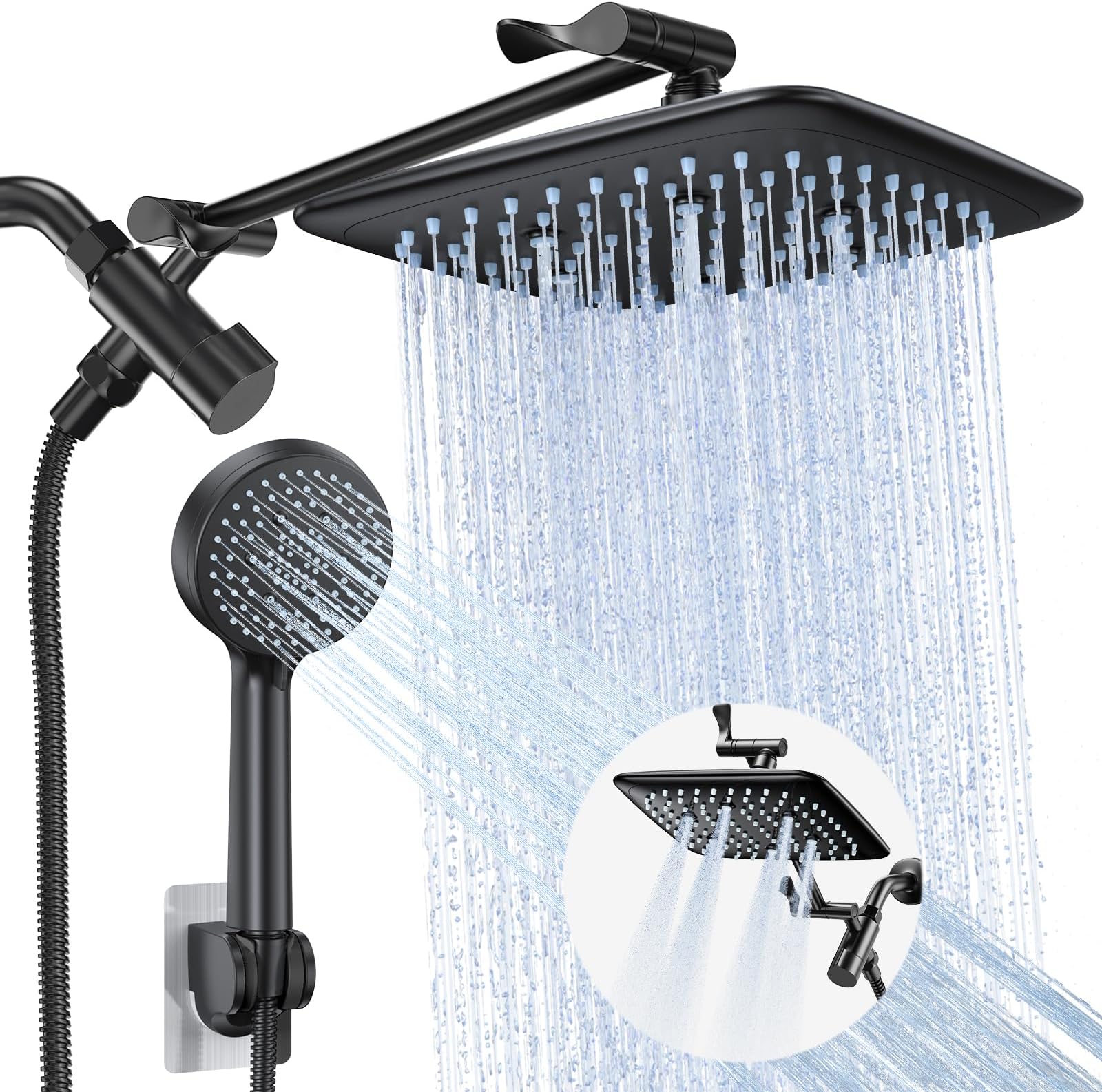 Veken High Pressure Rain Shower Head with Handheld Sparay Combo - Easy ...