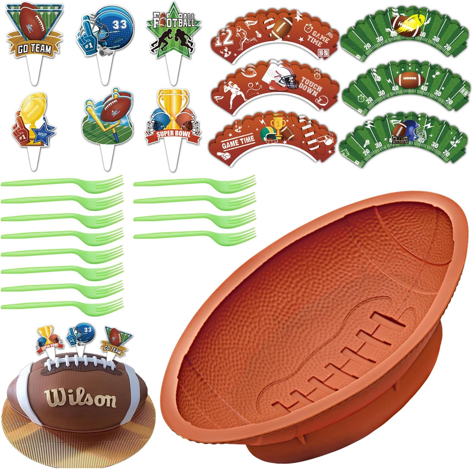 Amazon.com: Bettoor 37Pcs Football Cake Mold Set, 12 Inch Silicone ...