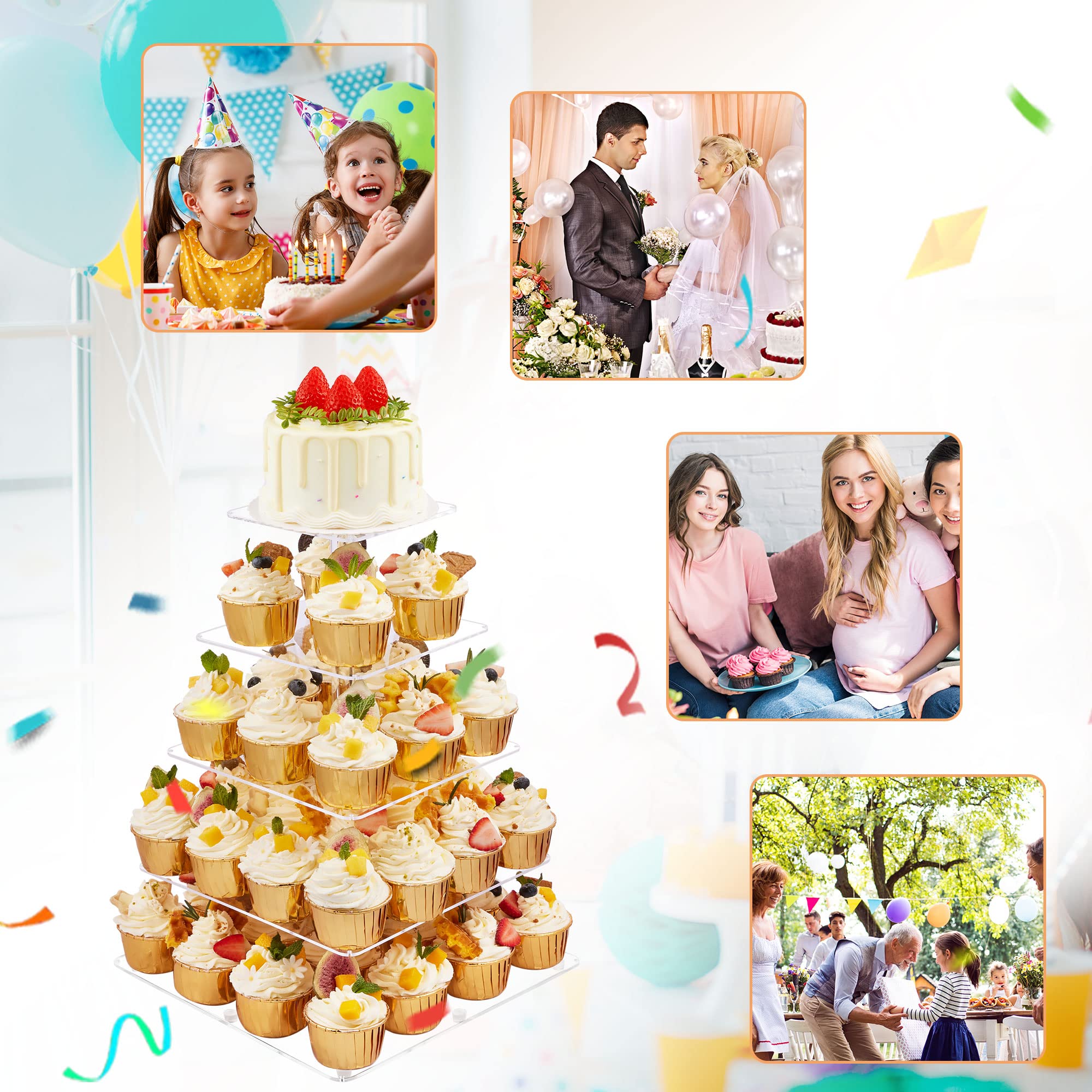 Upsimples 5 Tier Acrylic Cupcake Stand Dessert Tower For 56 Cupcakes upsimples-5-tier-acrylic-cupcake-stand-dessert-tower-for-56-cupcakes