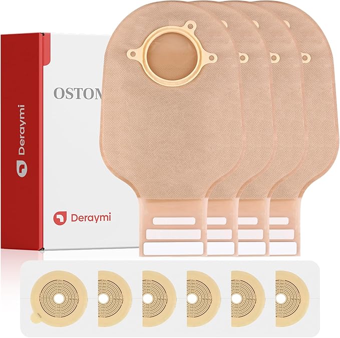 DERAYMI 30PCS Two-Piece Colostomy Bags Ostomy Supplies, Flat Surface ...