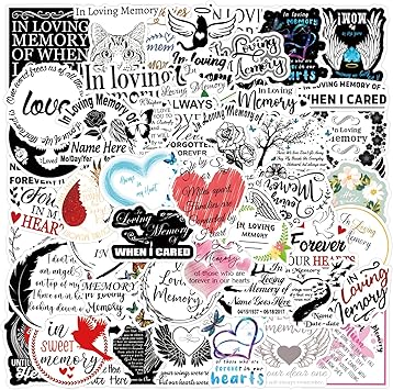 Amazon.com: In Loving Memory | 55 Pcs Vinyl Waterproof RIP Stickers for ...