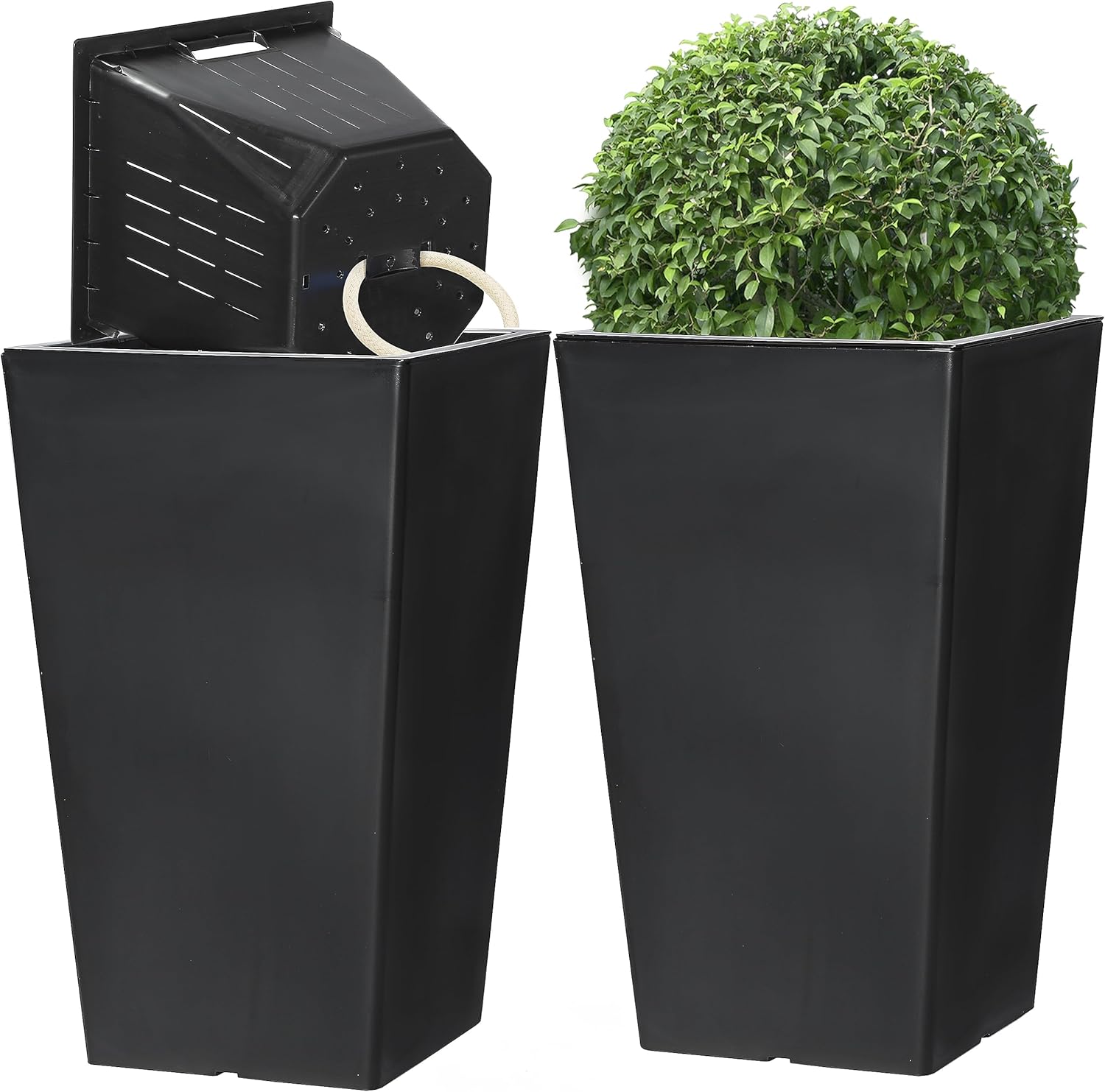 Amazon.com : Shineloha 2 Pack Tall Planters + Baskets (Self Watering ...
