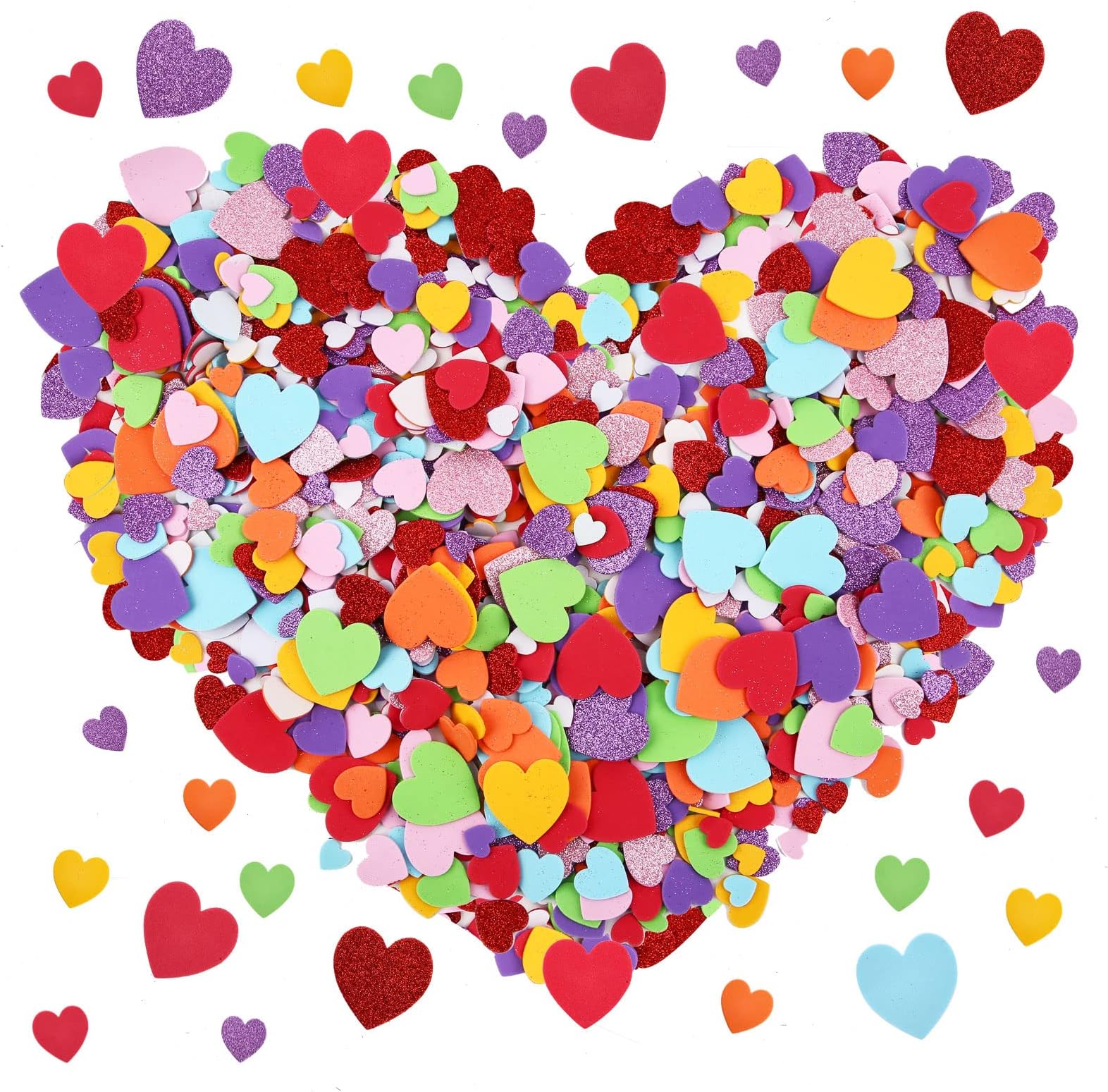 Amazon.com: 1000 Pieces of Foam Heart Stickers - Colorful Valentine ...