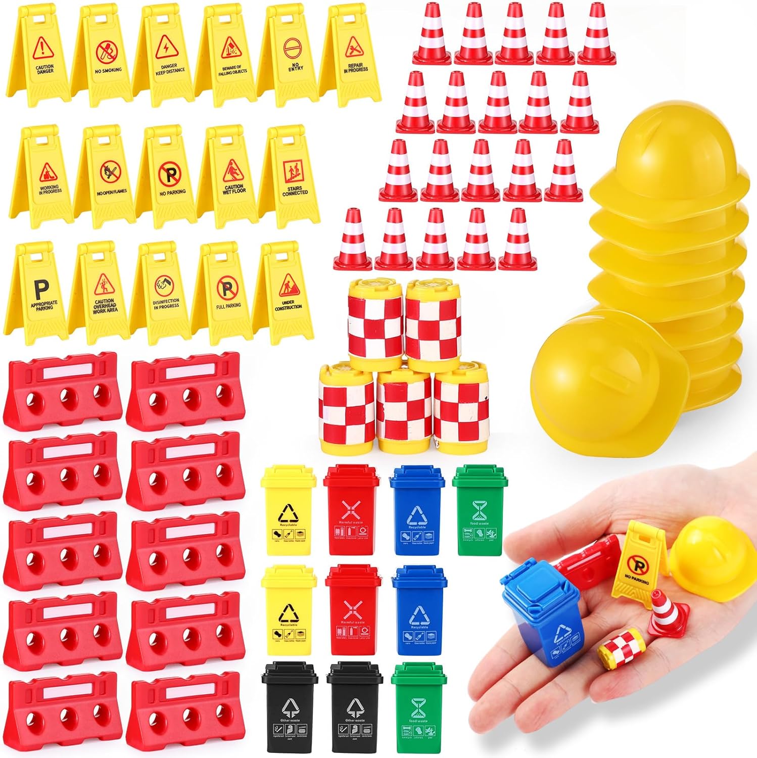 Amazon.com: 81 Pcs Mini Traffic Signs for Kids Mini Construction Toys ...