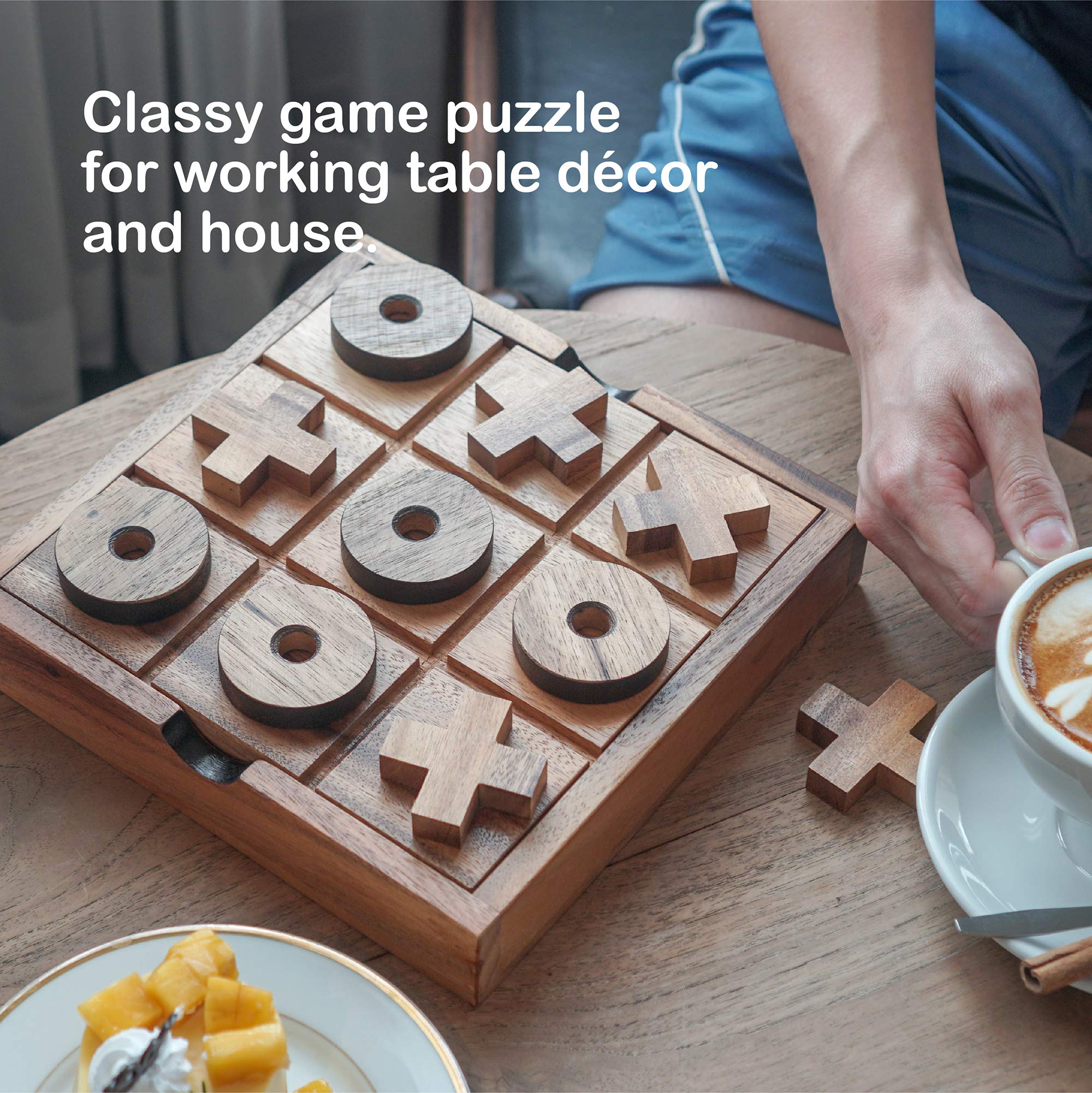 Tic Tac Toe Board Game Wooden for Kids Family TicTacToe Coffee Table ...