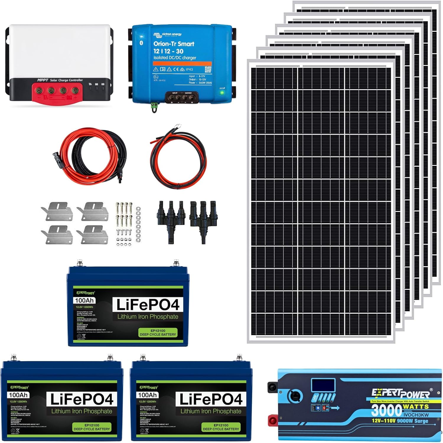 Amazon.com : ExpertPower 3.8KWH 12V Solar Power Kit | LiFePO4 12V 100Ah ...