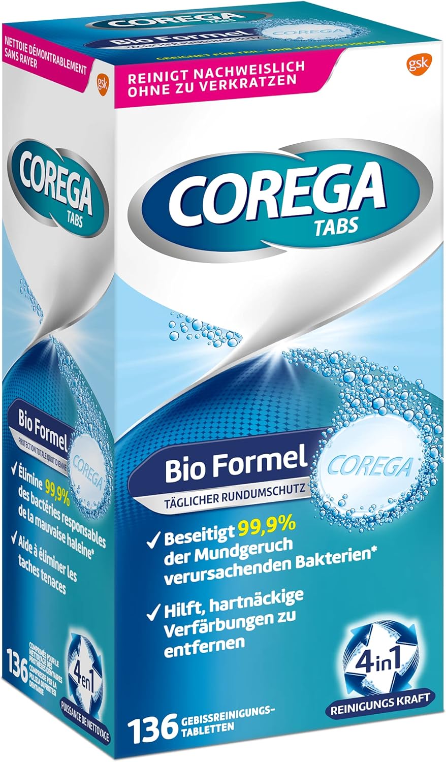 Corega Cleansing TABS Bio Formula for Removable Dentures/Third Teeth ...