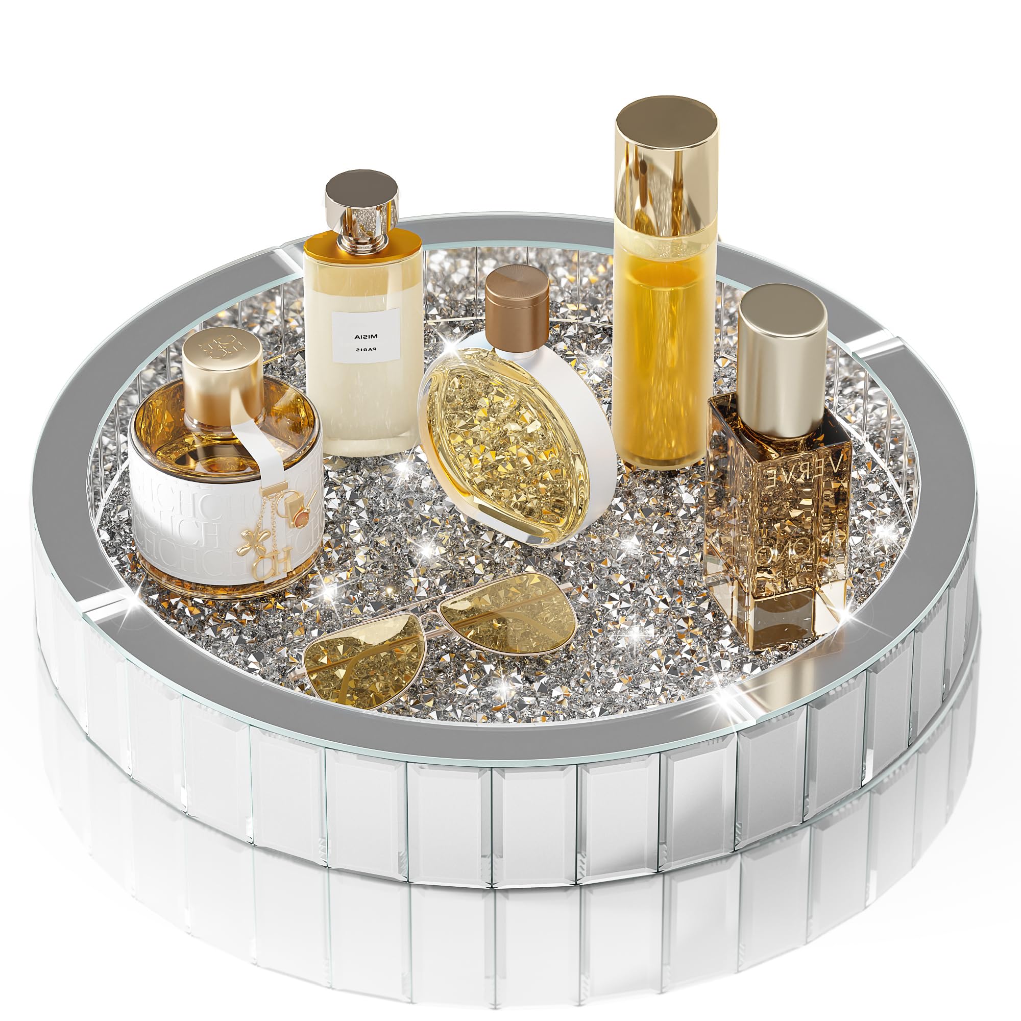 Amazon.com: Perfume Organizer Tray, 13.78" Large Round Glass Mirror ...
