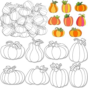 Amazon.com: Qeeenar 80 Pcs Fall Coloring Pumpkin Crafts Color Your Own ...