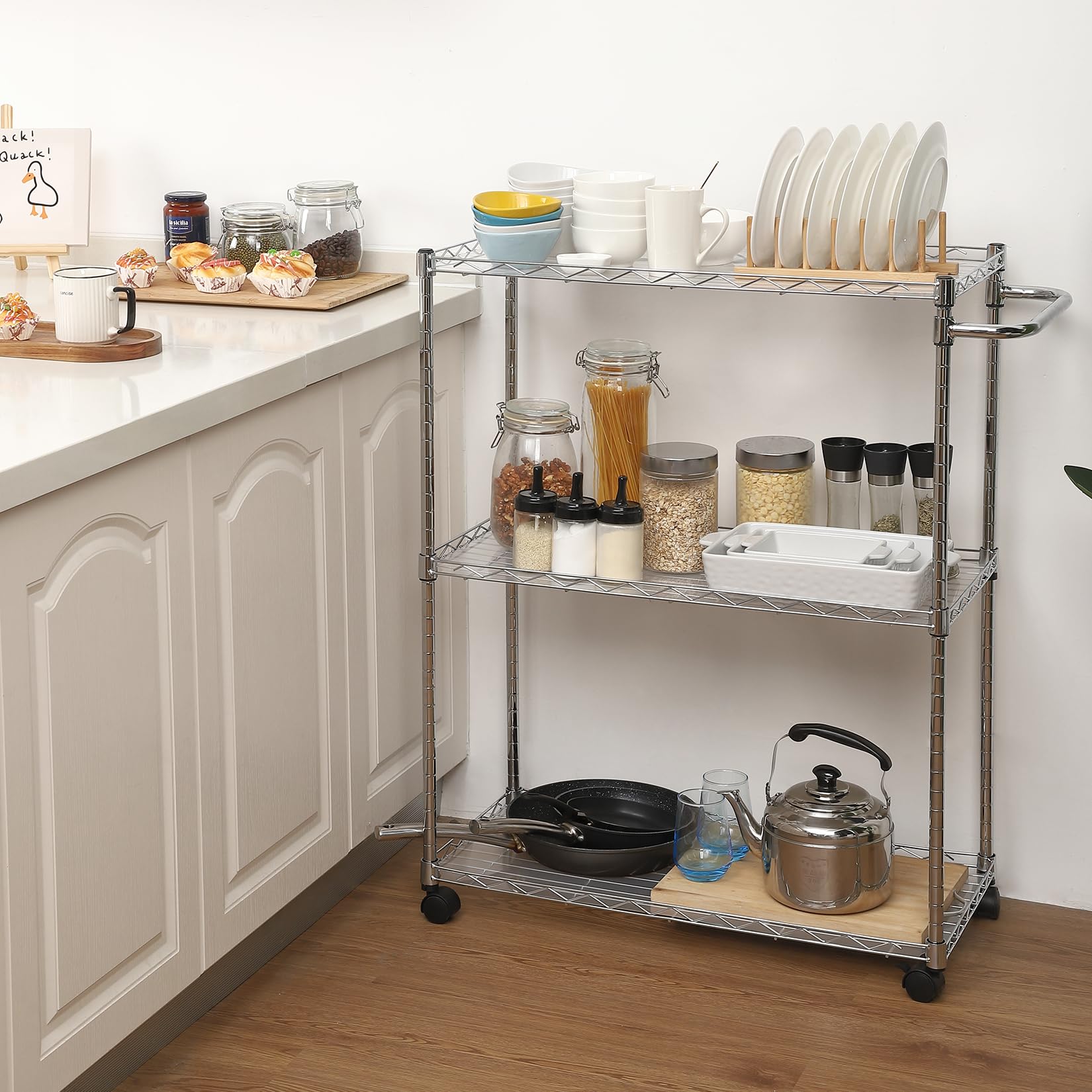 Snapklik.com : Takywep 3 Tiers Kitchen Rolling Utility Cart, Wire ...