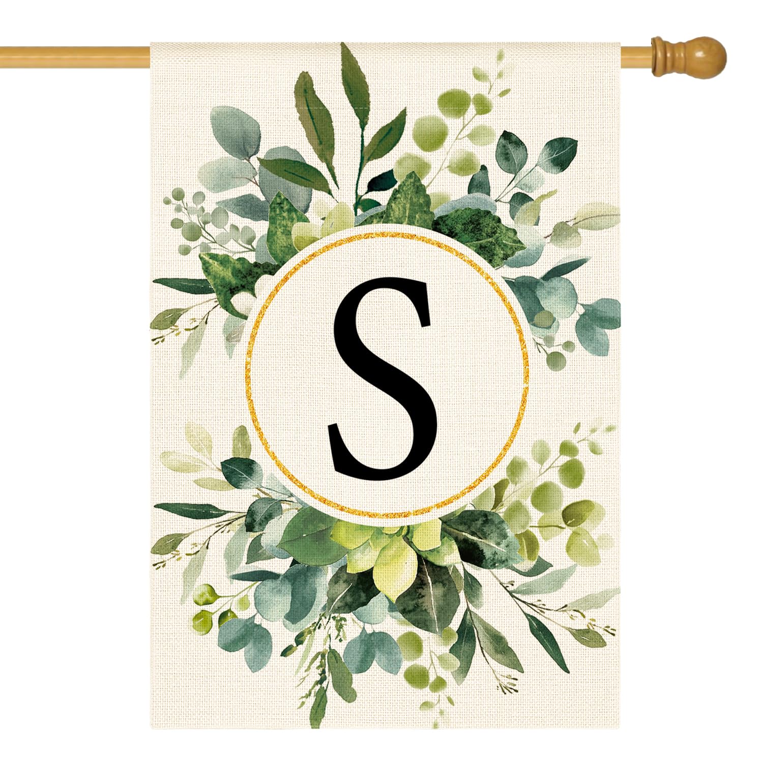 Amazon.com : AVOIN colorlife Monogram Letter S Floral House Flag 28x40 ...