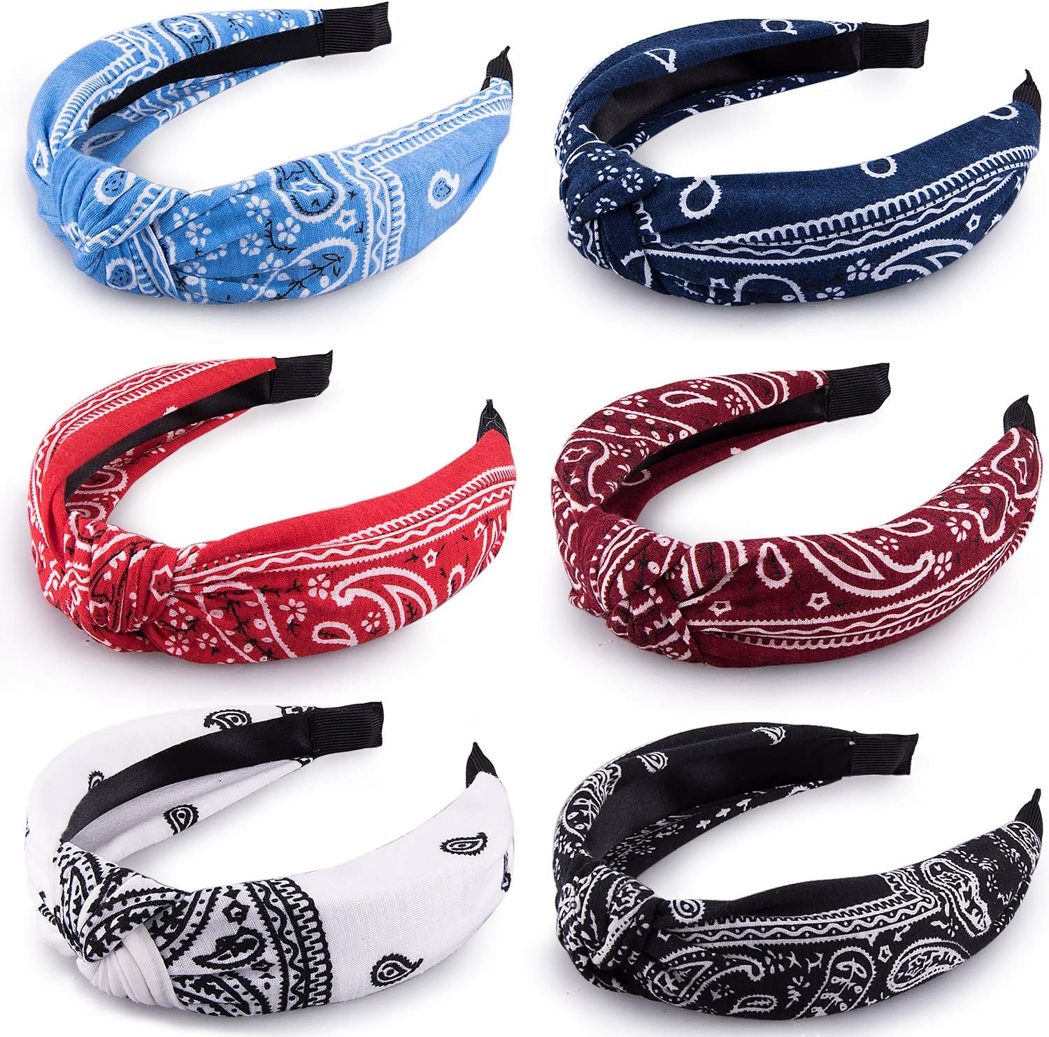 Amazon.com : Duufin 6 Piece Paisley Bandana Boho Top Knot Headbands for ...