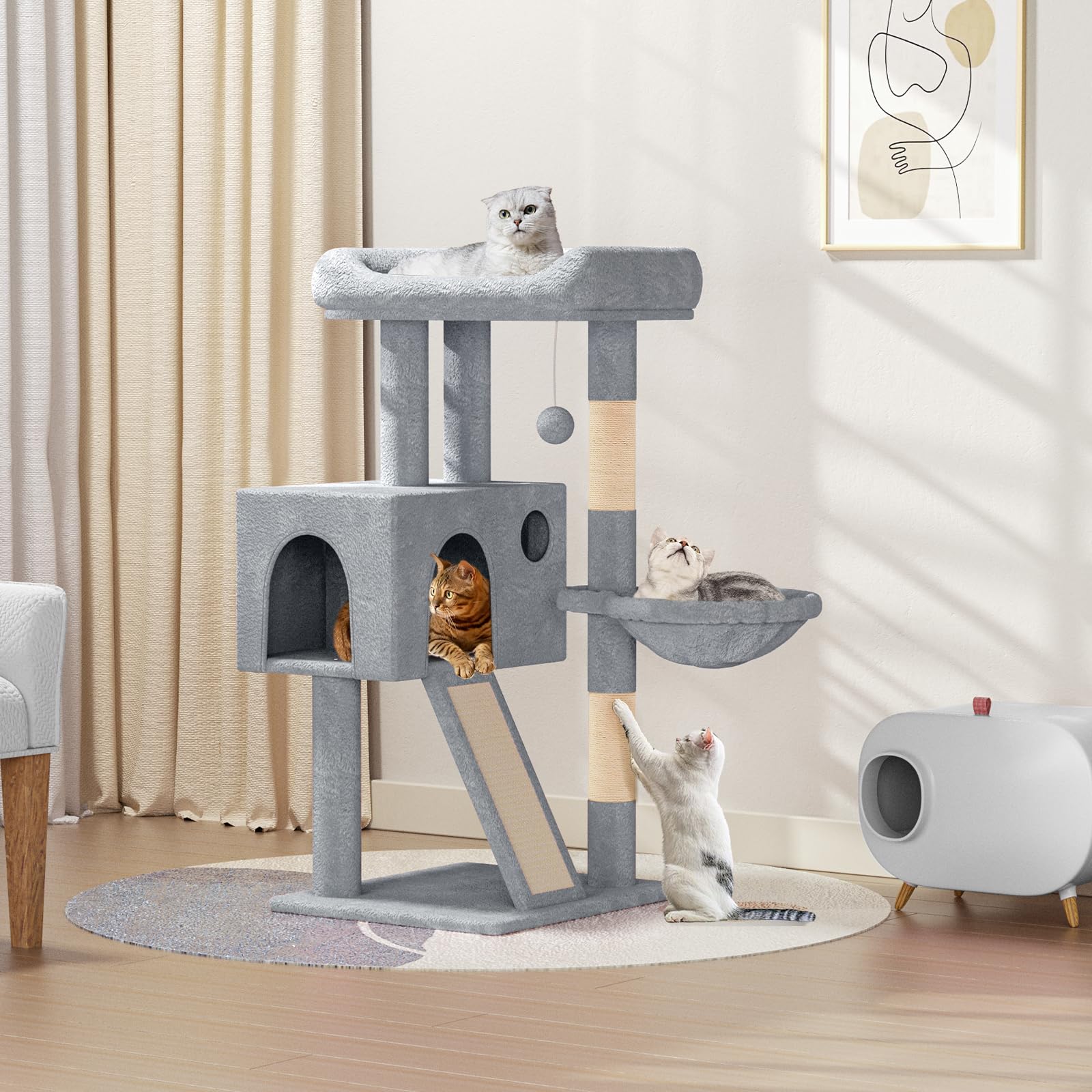 Amazon.com : BRIGHTORIA Cat Tree Tower with Cat Condo, Small Cat Tower ...