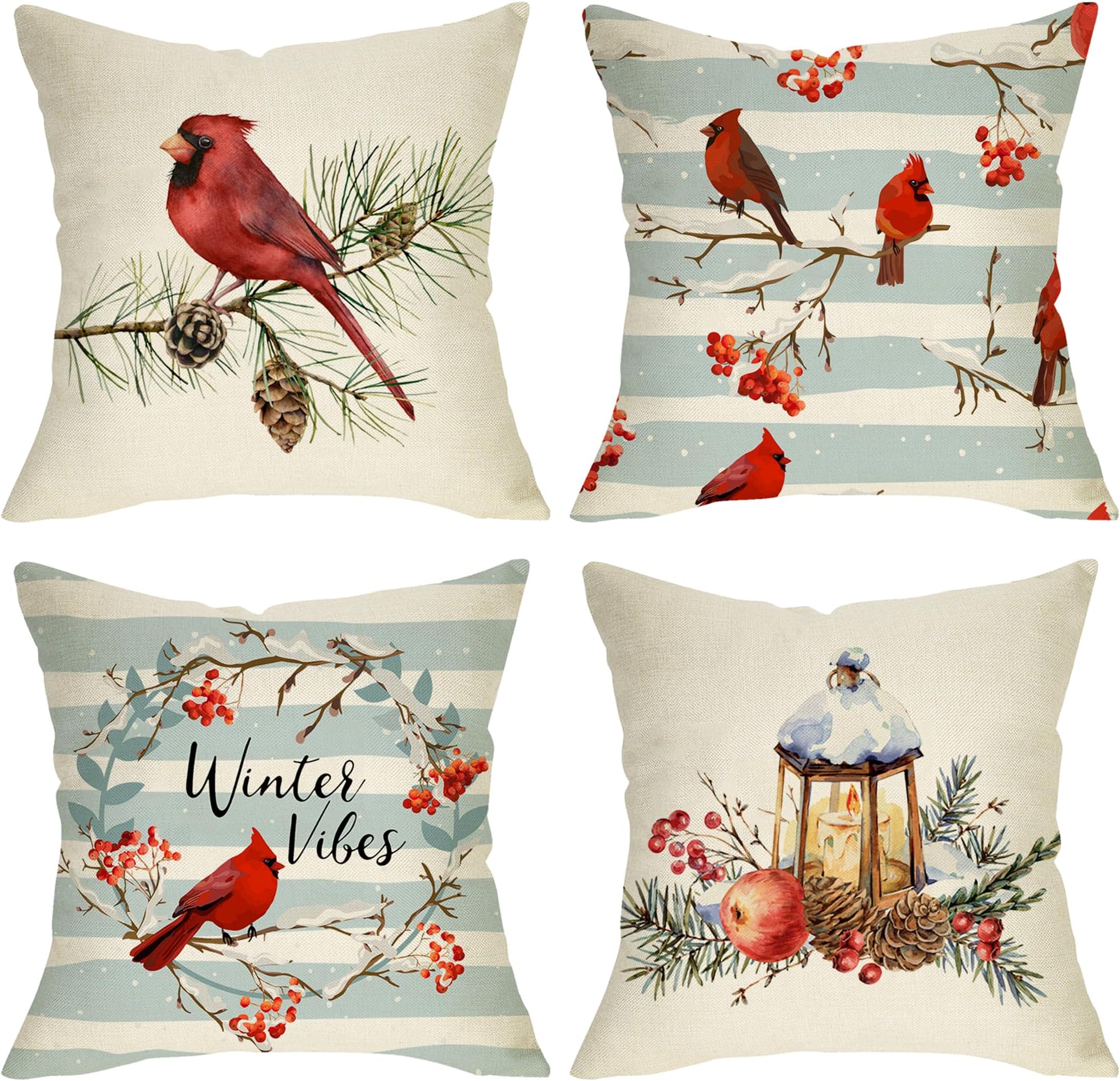 Amazon.com: Smilyard Vintage Animal Red Bird Rustic Pillow Covers 18x18 ...