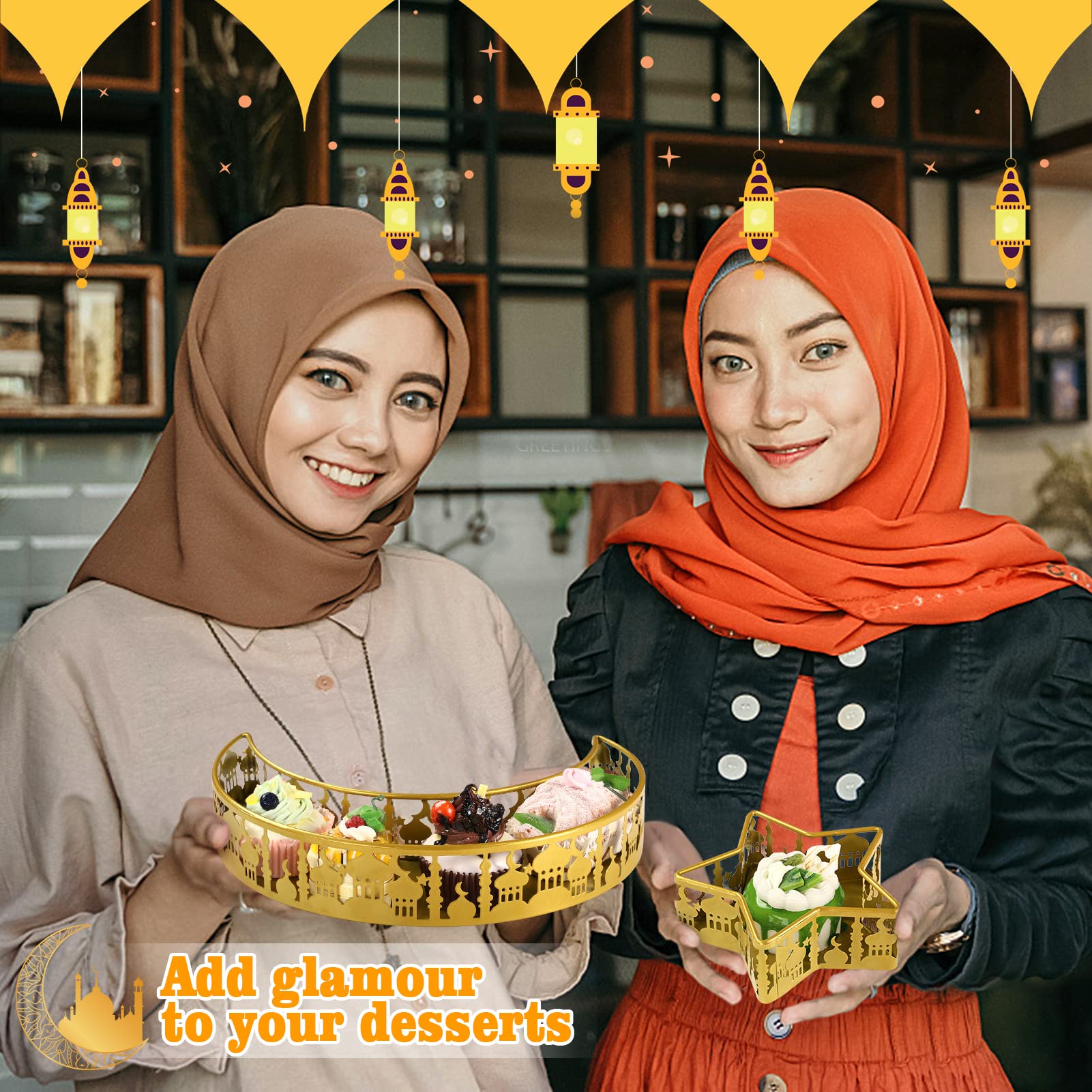 Snapklik.com : 2 PCS Ramadan Serving Trays - Moon Star Shaped Eid ...