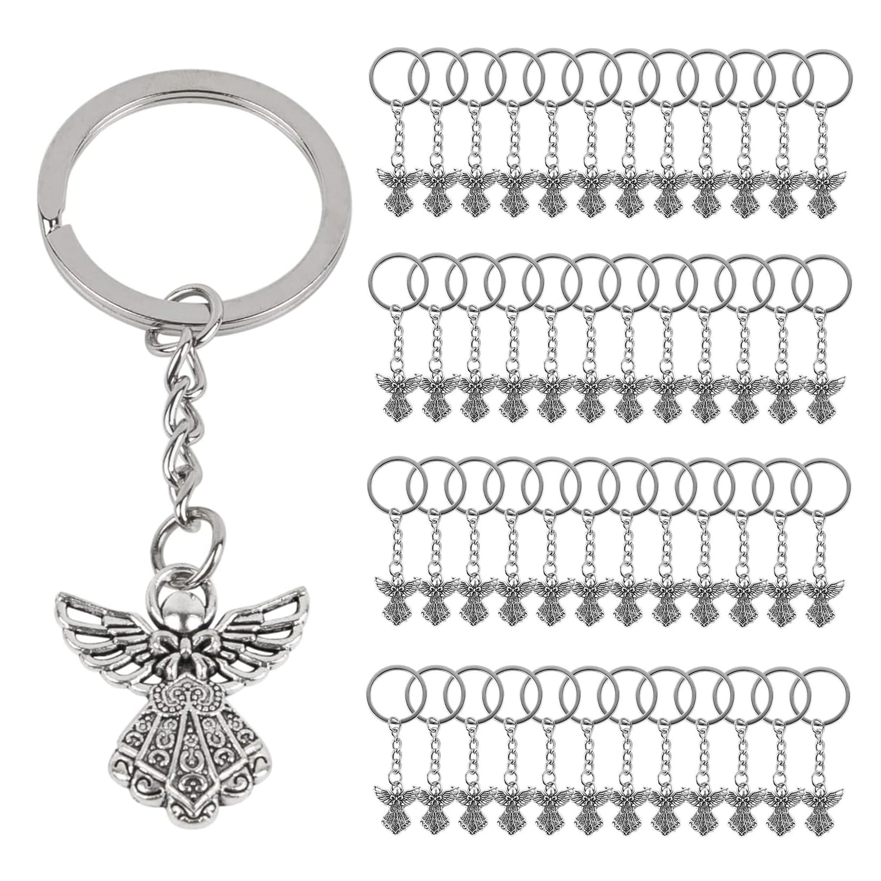 Amazon.com: Framendino, 100 Pack Guardian Angel Charm Keychains Metal ...