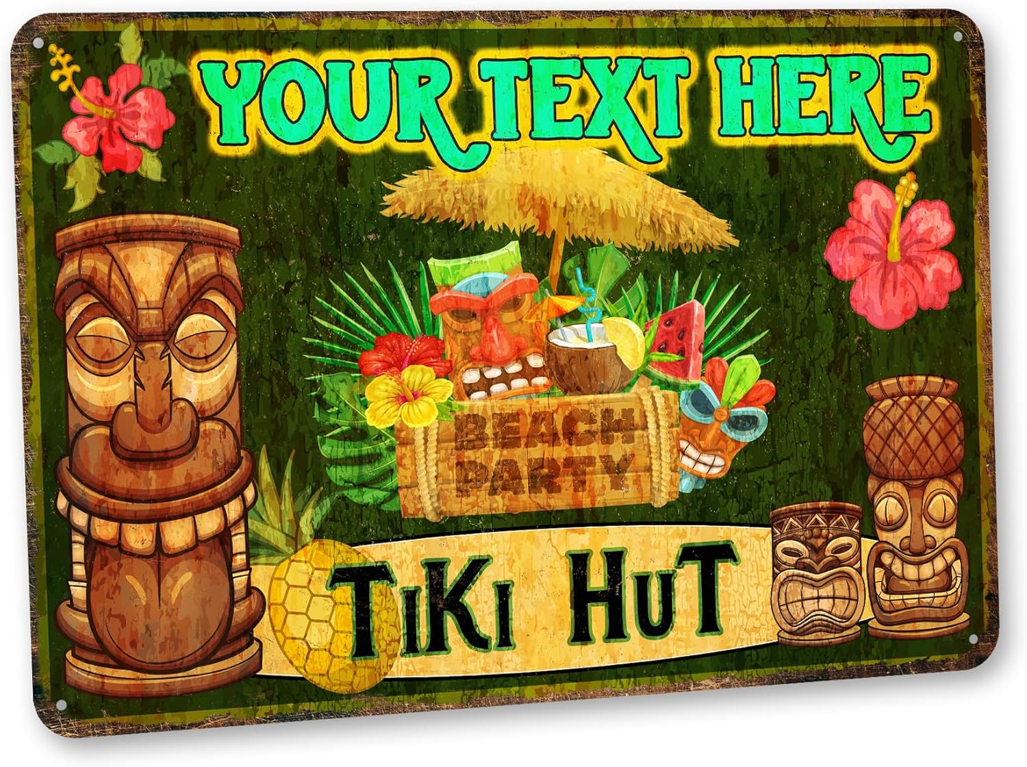 Amazon.com : Personalized Tiki Hut Sign, Beach Sign, Tropical Wall ...