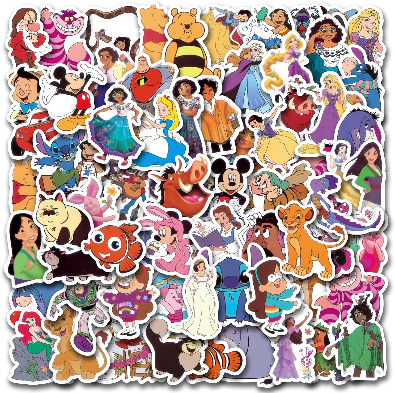 Amazon.com: ZouAimiao 100 Pieces Cute Disne Cartoon Stickers Pack for ...