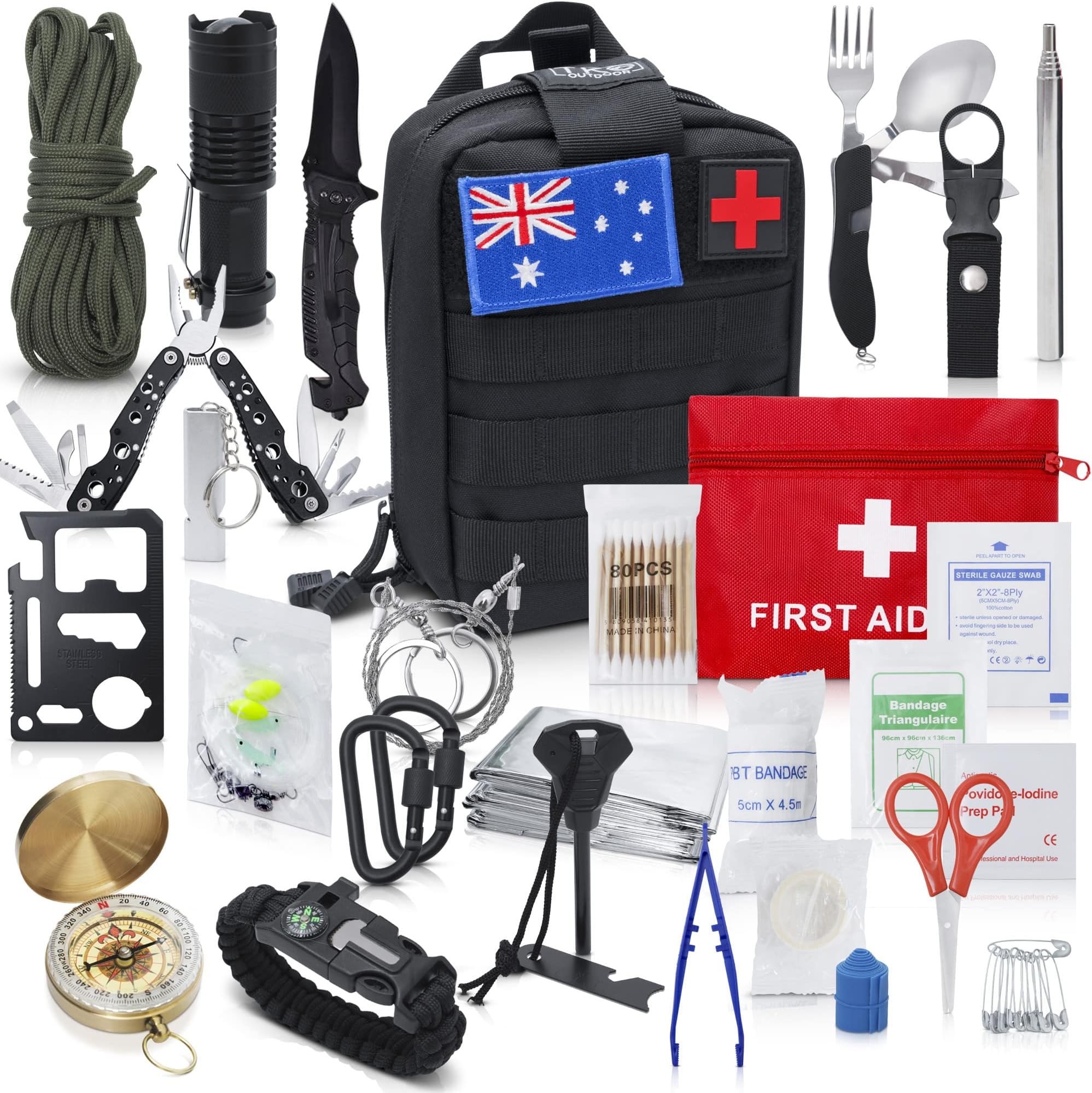 TKO Outdoor Professional Survival Kit - 20 in 1 Tactical Gear for ...
