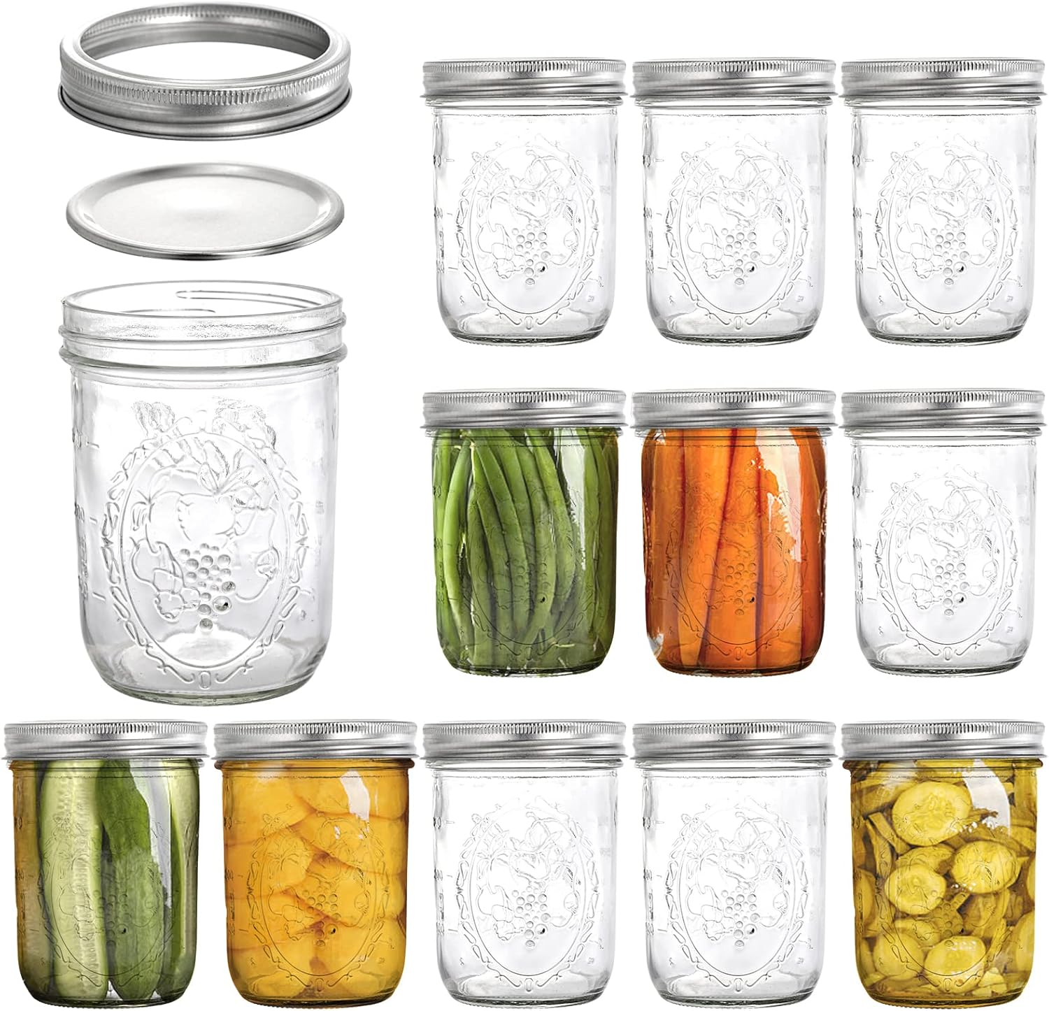 Tebery Lot de 12 Bocaux Maçon avec Bouchon à vis pour conserve ...