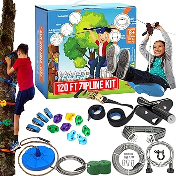 Amazon.com: Zip Line Kit for Kids and Adults, 100/120/150/200ft, Up to ...