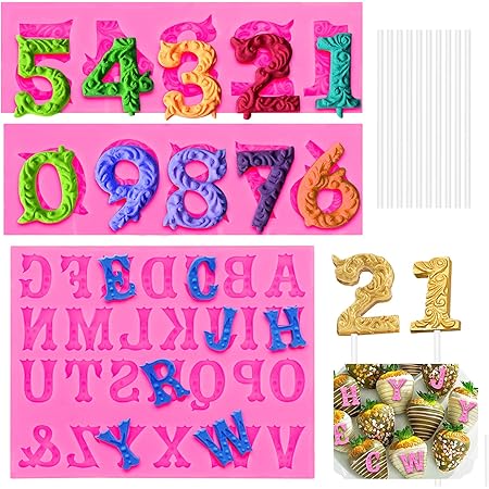 Amazon.com: Silicone Fondant Molds, AIMEIKI 2 Pack 3D Silicone Number 0 ...
