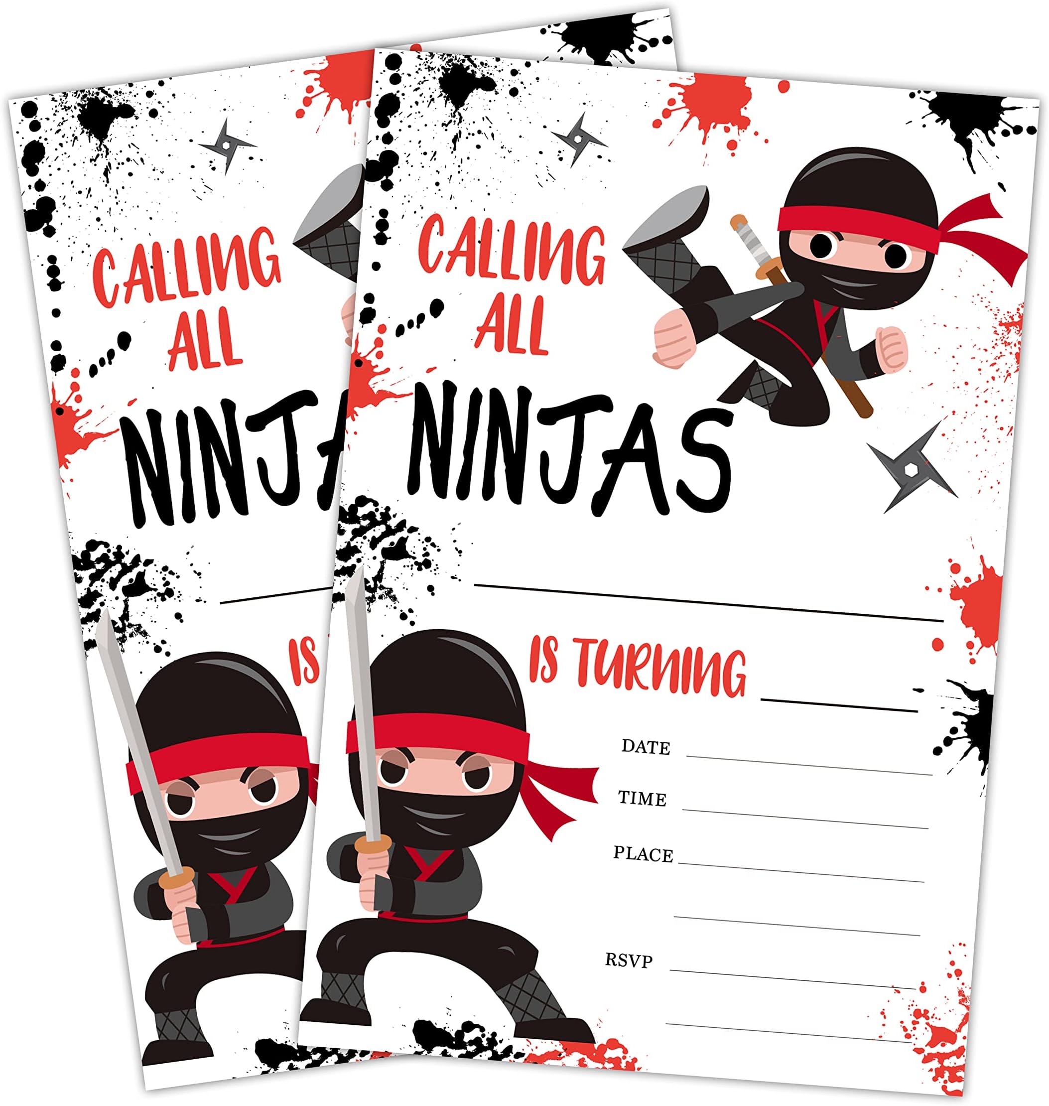 Amazon.com : LyoGao 20 Pack Ninja Birthday Party Ticket Invitations ...