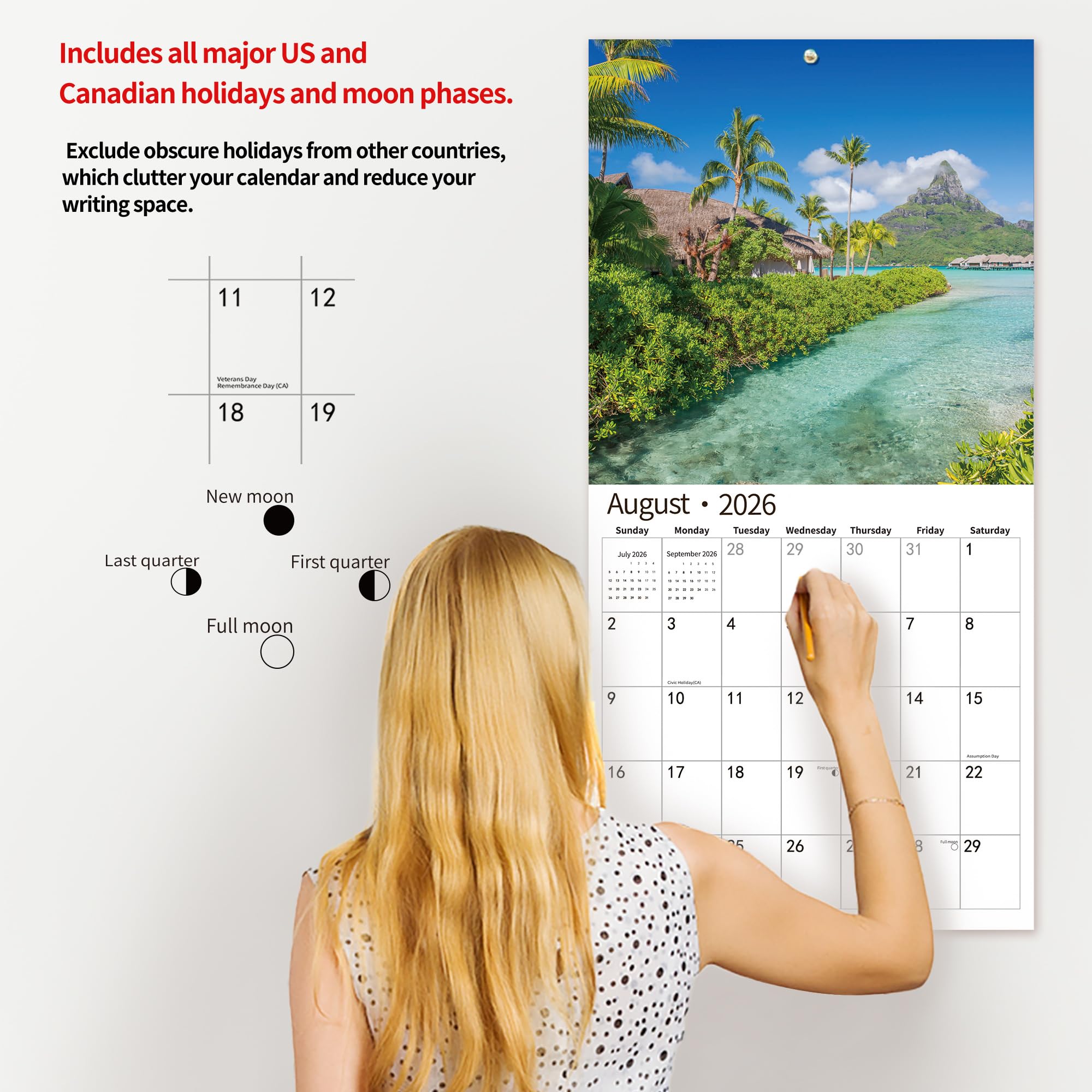 Planning Calendar Beaches Calendar 2026, Large 12 X 24 Inch, Beaches ...