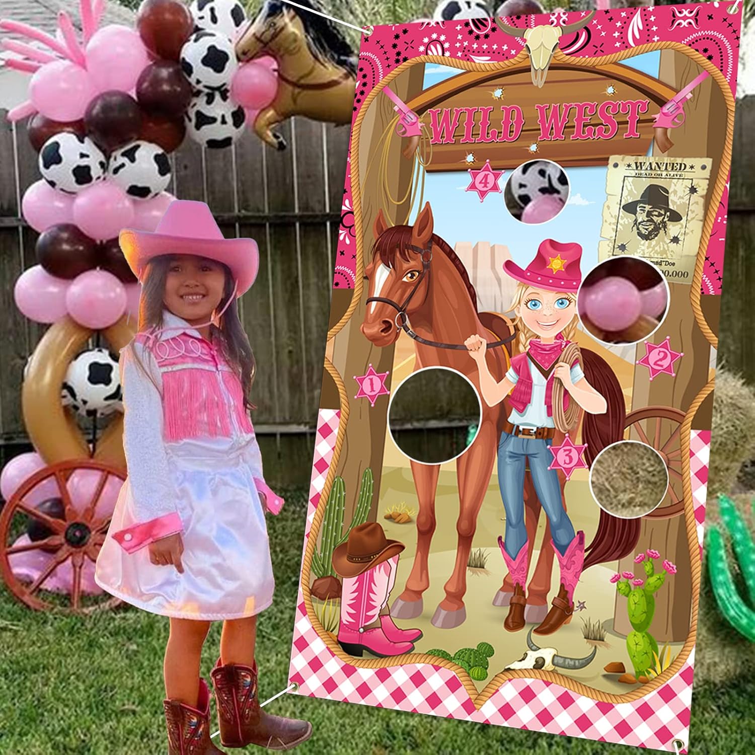 Amazon.com: Cowgirl Toss Game, Western Cowgirl Cowboy Game Backdrop ...