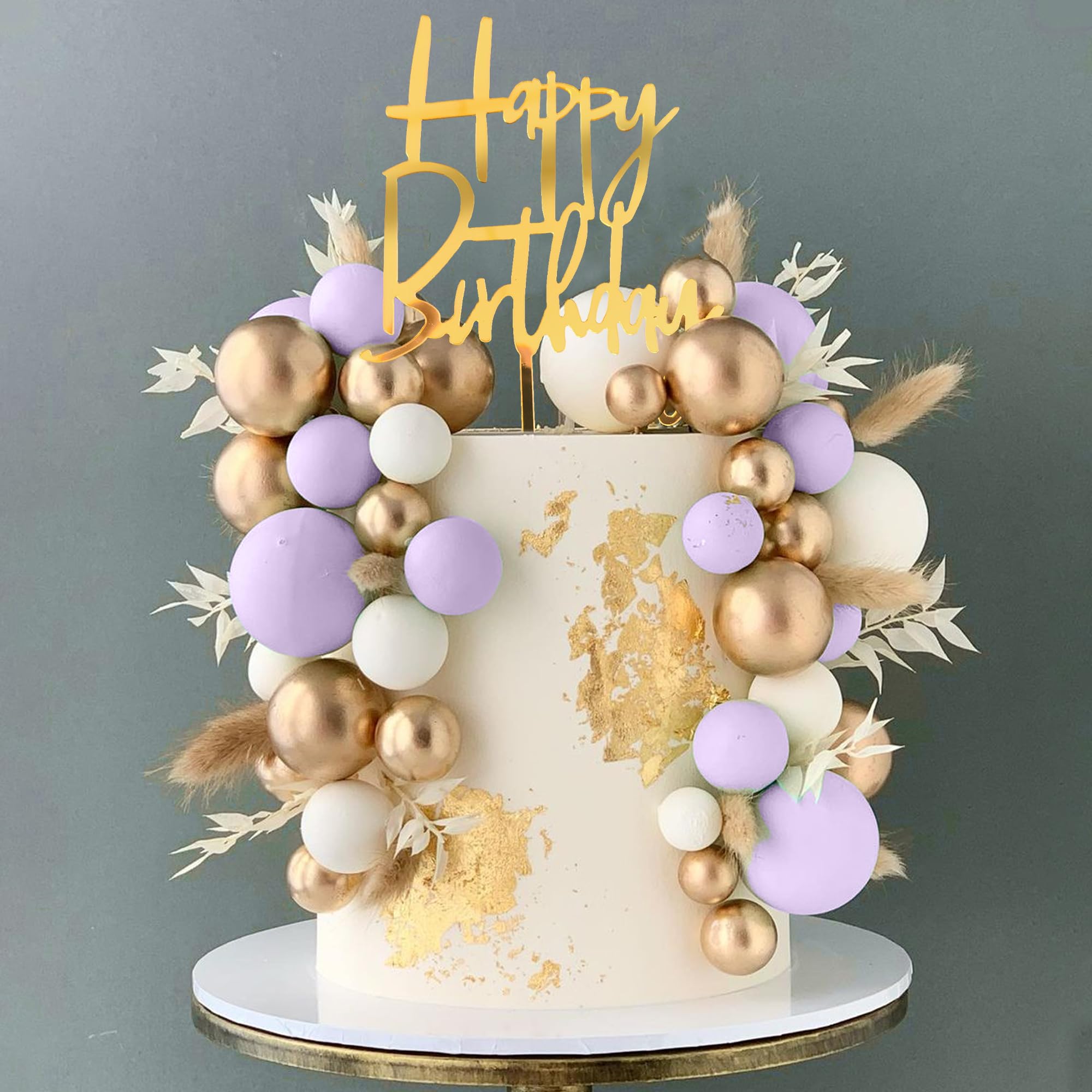 Amazon.com: Purple Balls Cake Topper Boho Grass Cake topper Purple ...