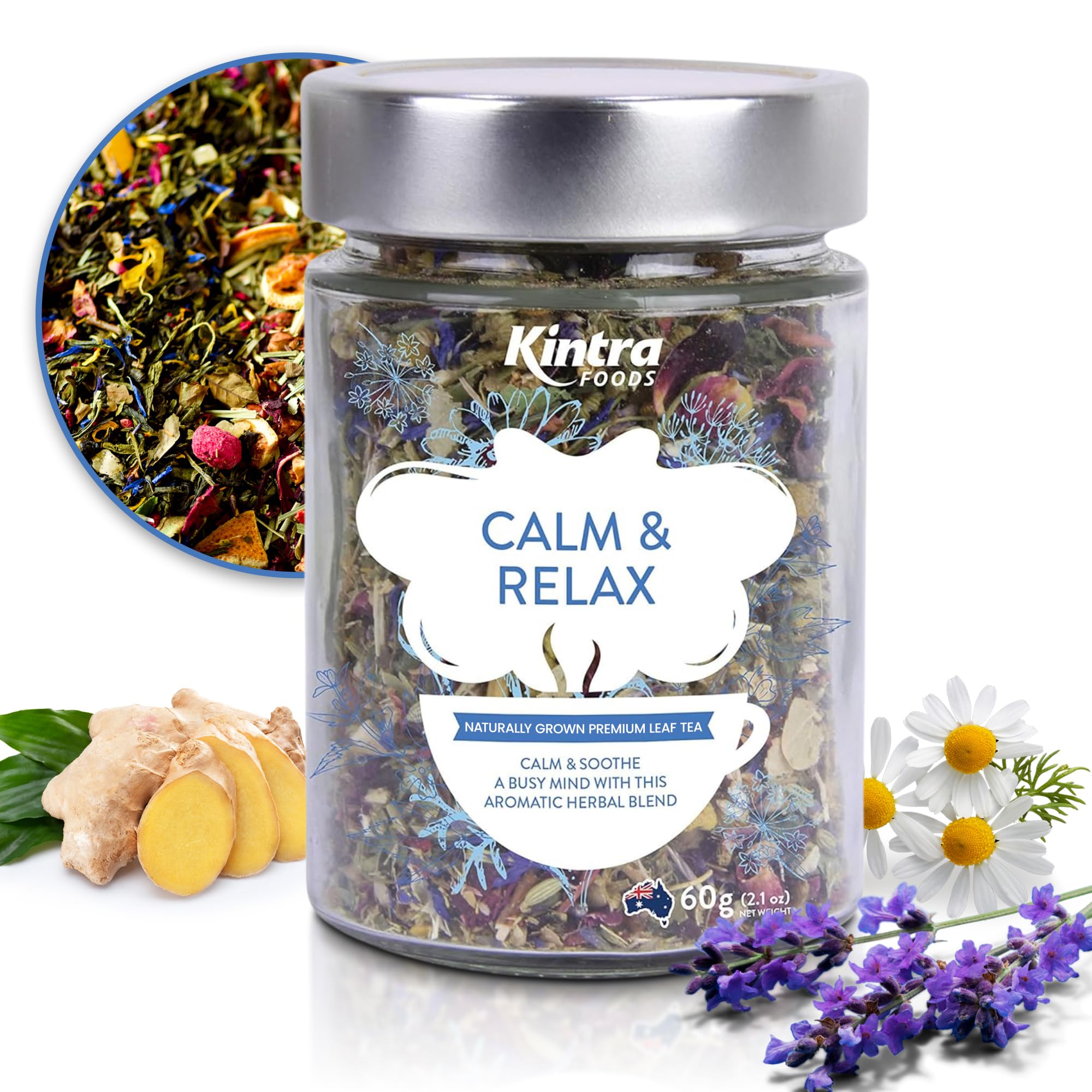 Amazon.com : Kintra Foods Calm & Relax Loose Leaf Tea | Herbal Blend ...