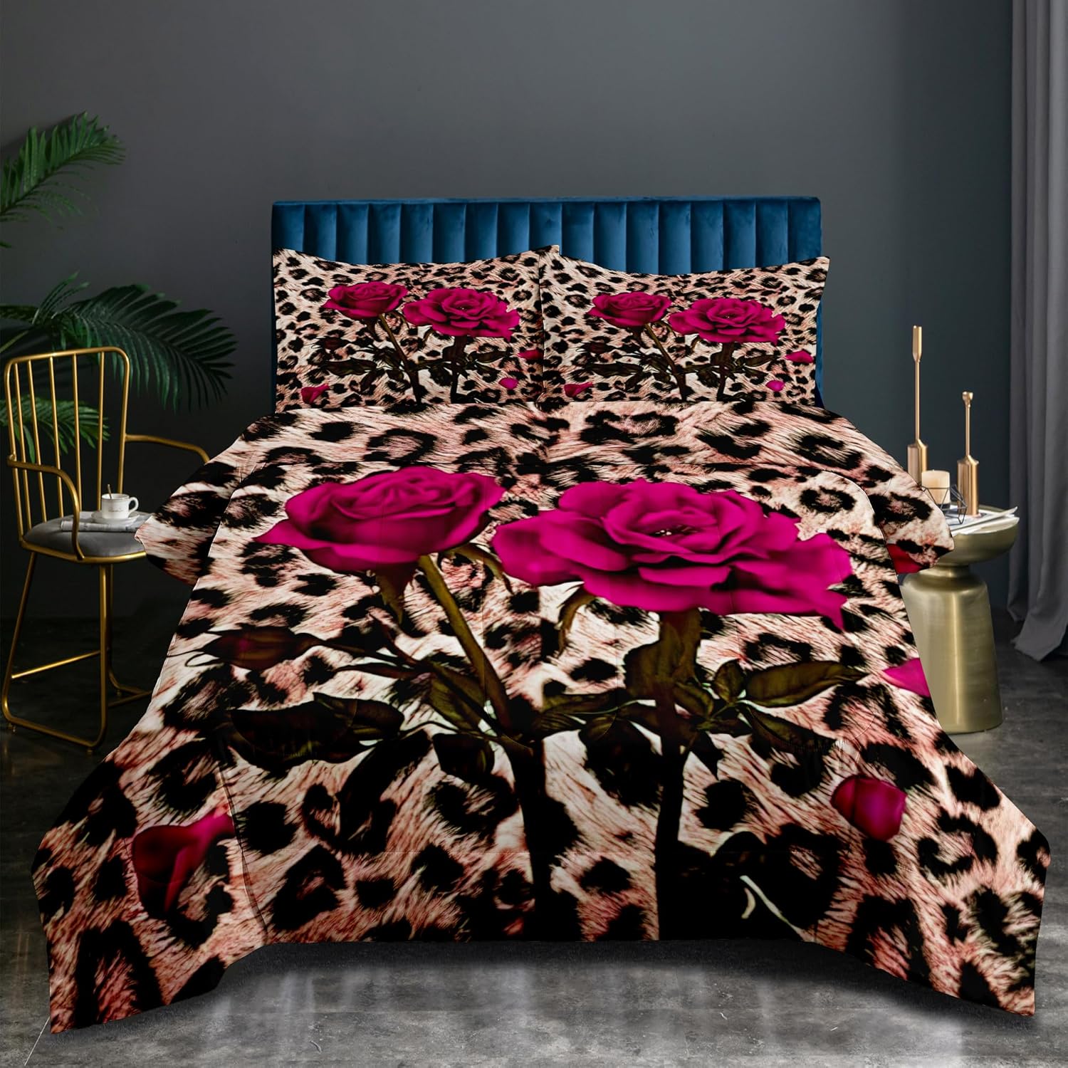 Amazon.com: CCoutueChen Brown Leopard Cheetah Print Comforter King Size ...
