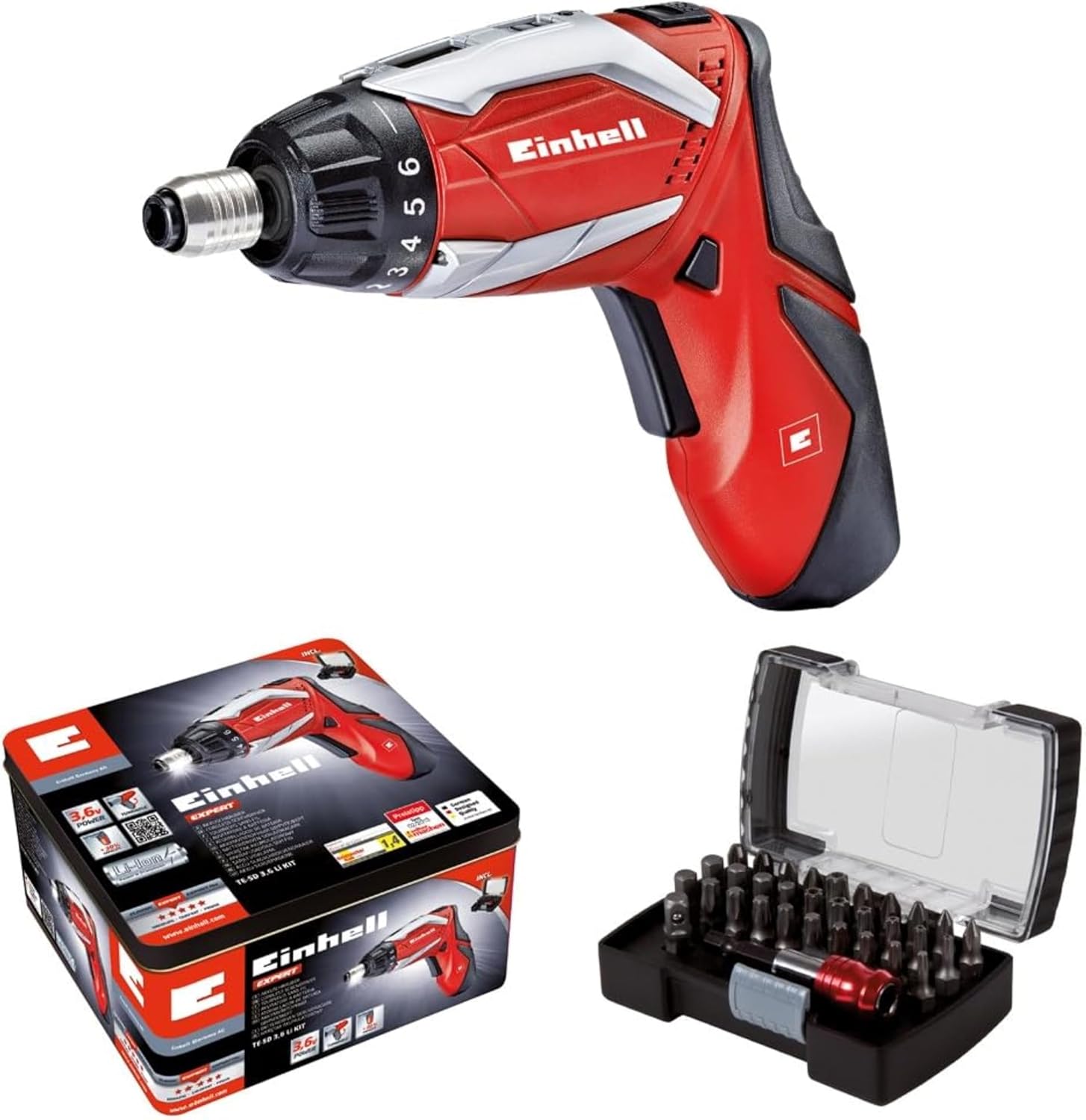 Einhell 4513495 RT-SD 3.6/2 Li Cordless Screwdriver Kit Complete with ...