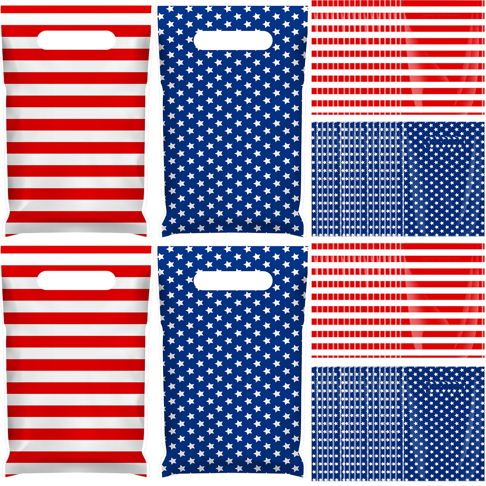 Amazon.com: Chivertion 100 Pieces Patriotic Plastic Gift Bags Bulk ...