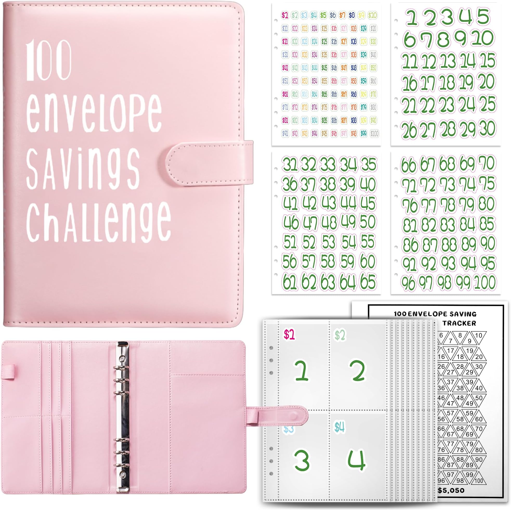Amazon.com : 100 Envelope Money Saving Challenge Binder, 25 Sheets ...