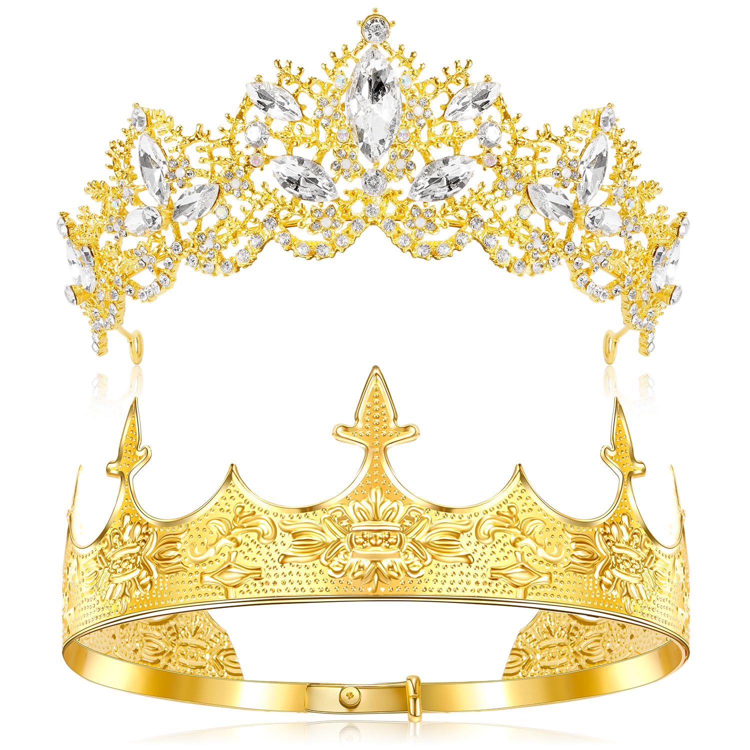 Amazon.com : Aprince King Crowns For Men King and Queen Crown Set Gold ...
