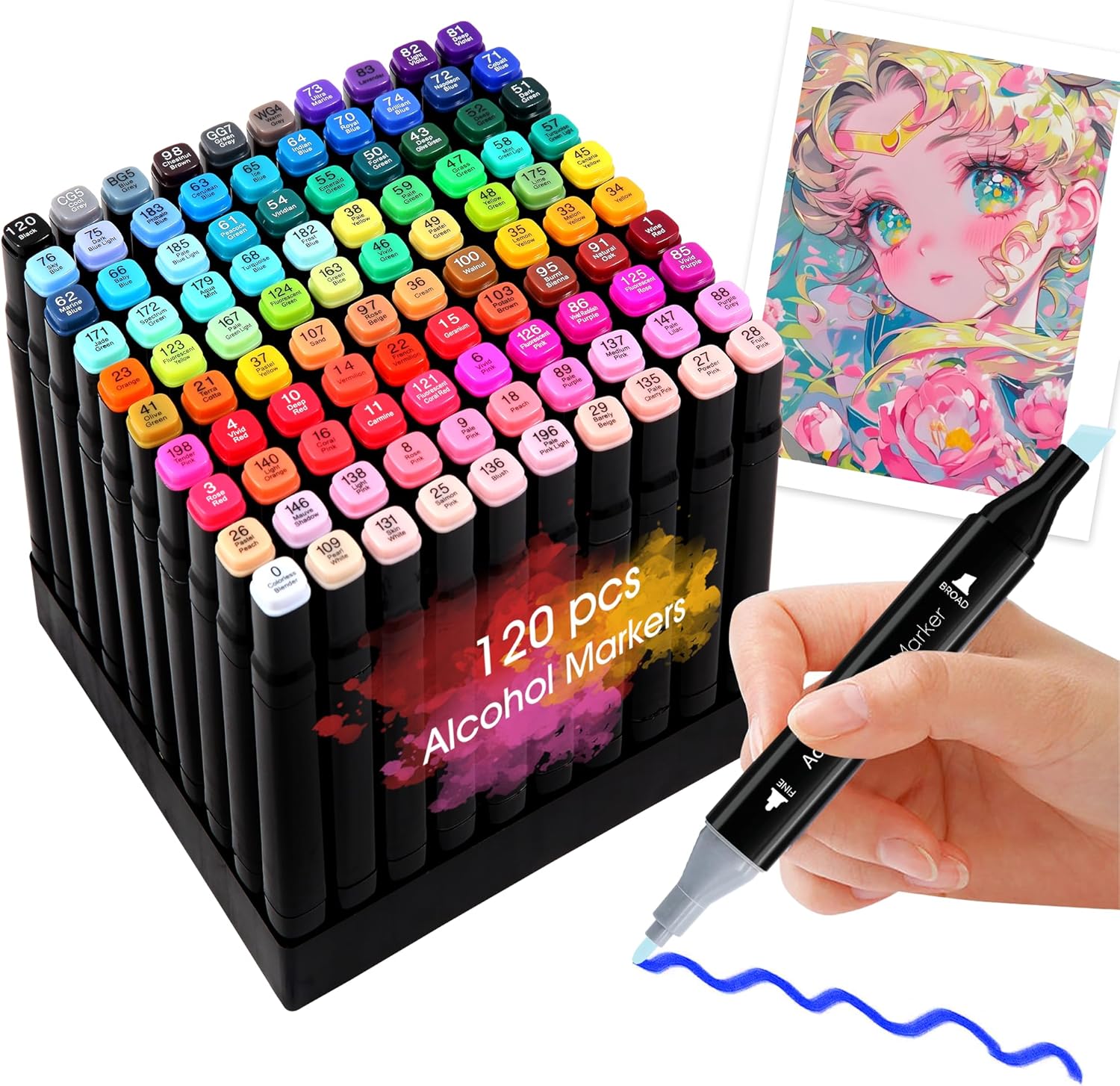 Alcohol Marker Dual Brush Felt Tip Pens 120 Colours Graffiti Pens