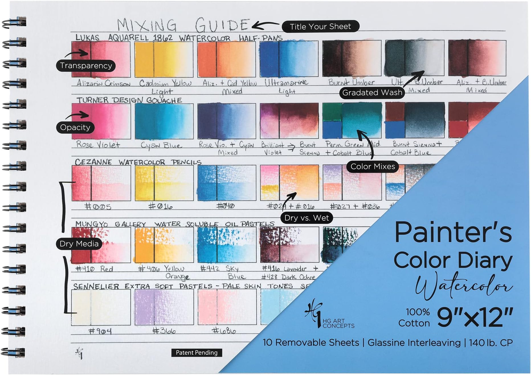 HG Art Concepts Painters Color Diary - 9x12", 140lb Spiral-Bound Acid ...