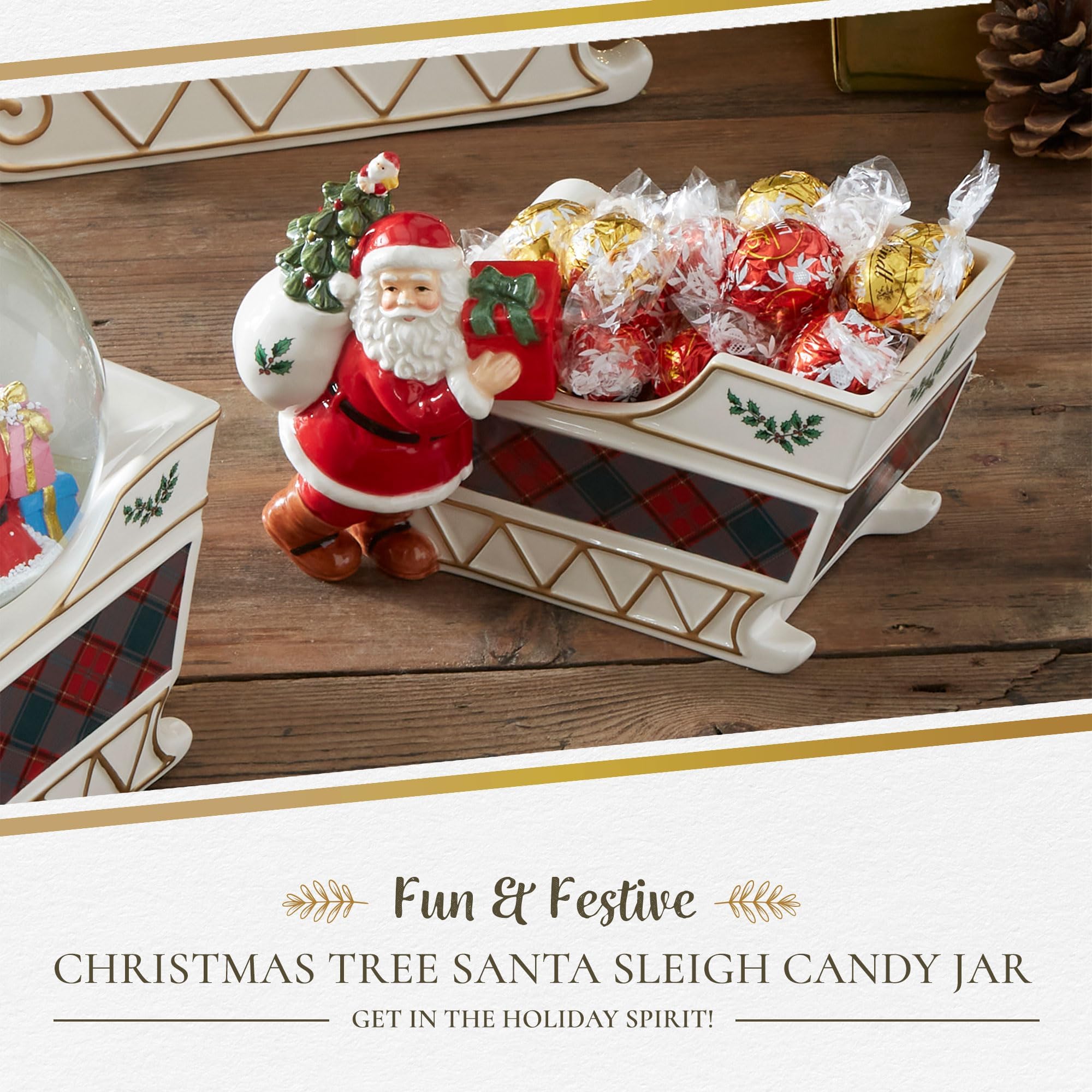 Snapklik.com : Spode Christmas Tree Santa Sleigh Candy Jar - 8-Inch ...