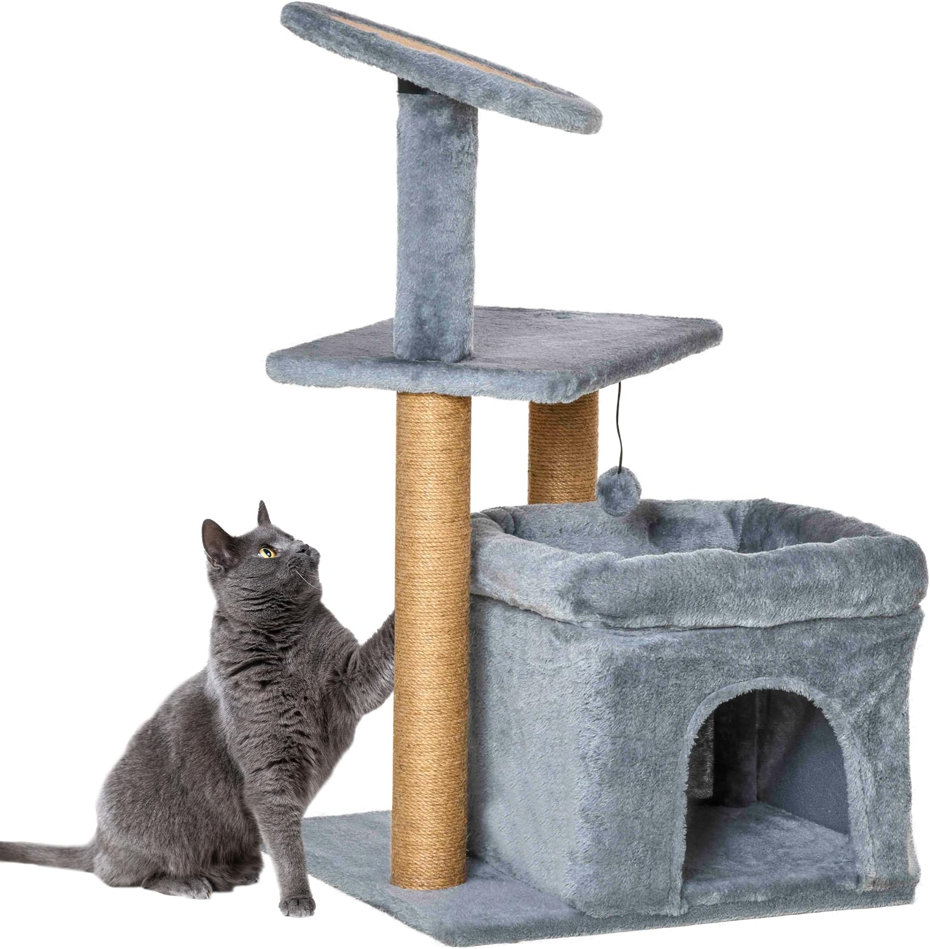 PawHut Corner Cat Tree for Indoor Cats, Kitten Tower with Scratching ...