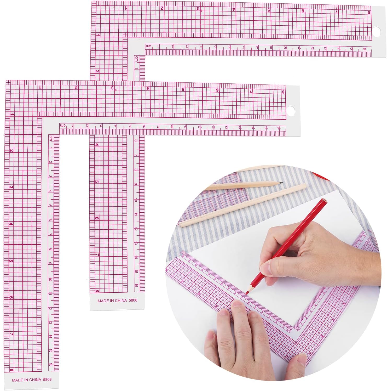 Amazon.com: Plastic Sewing Ruler L-Square Ruler French Curve Measure ...
