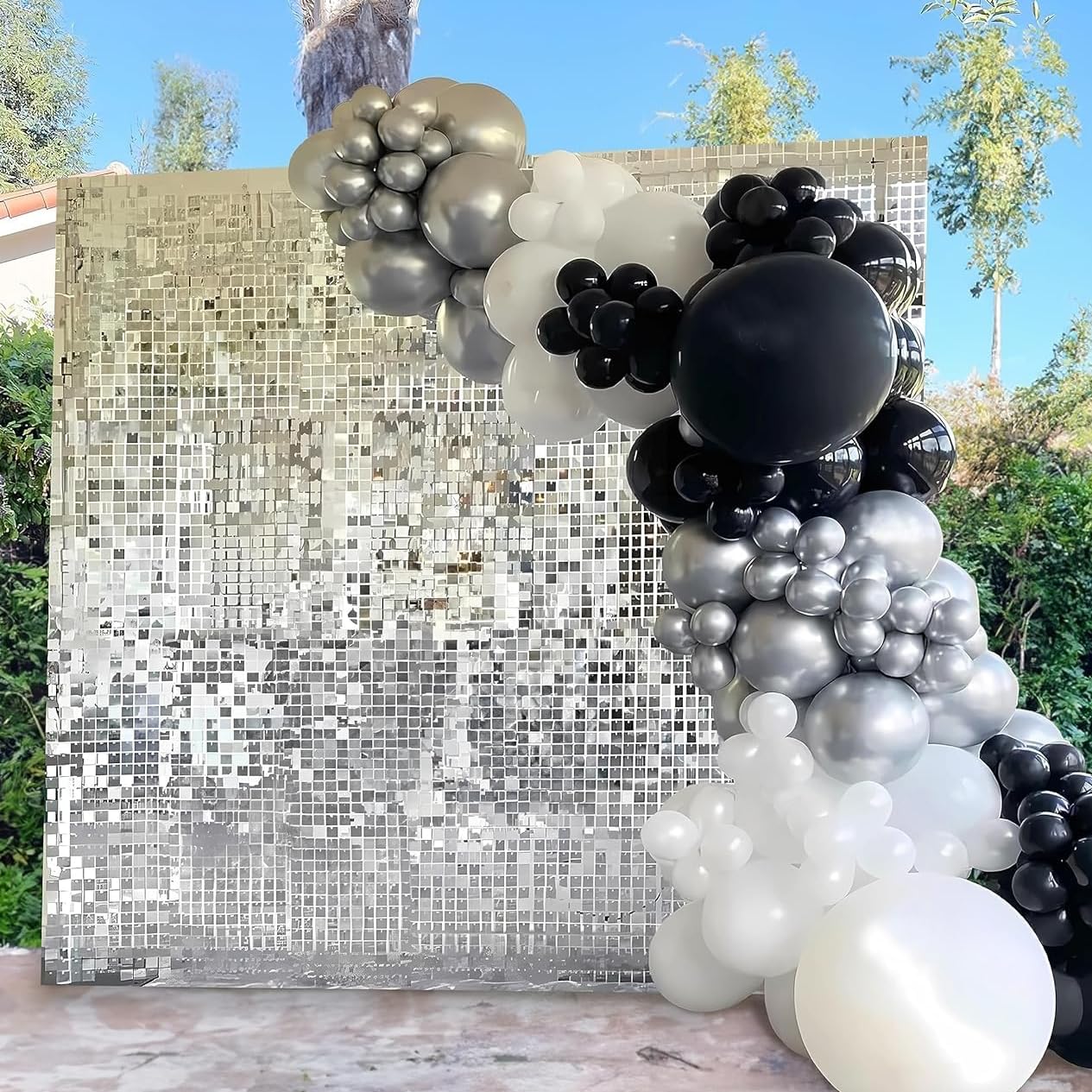 Amazon.com : Silver Sequin Panel Backdrop Shimmer Wall Panel Backdrops ...