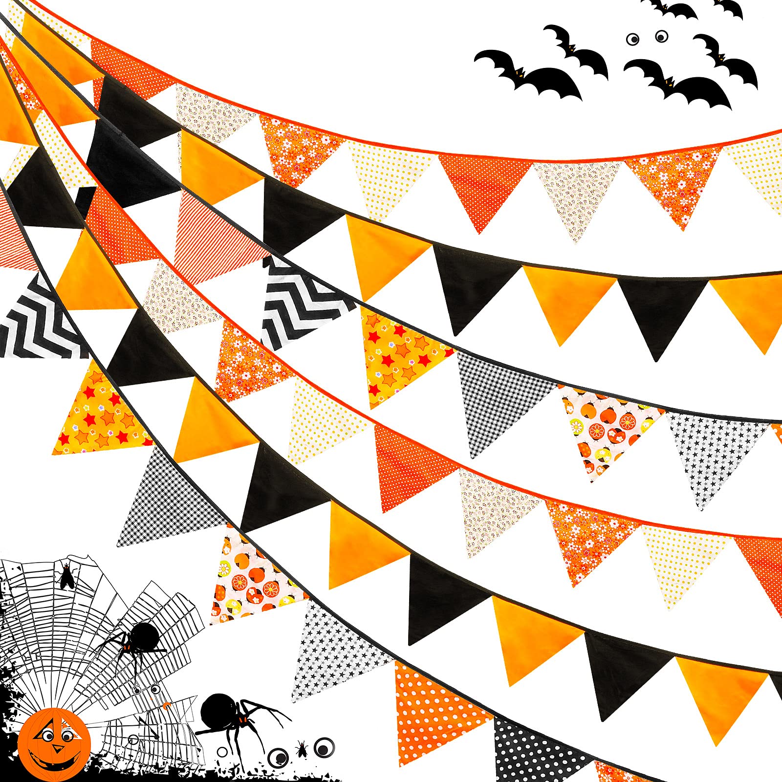 Amazon.com: 36 Pieces 31.5 Feet Fabric Bunting Banner Halloween ...