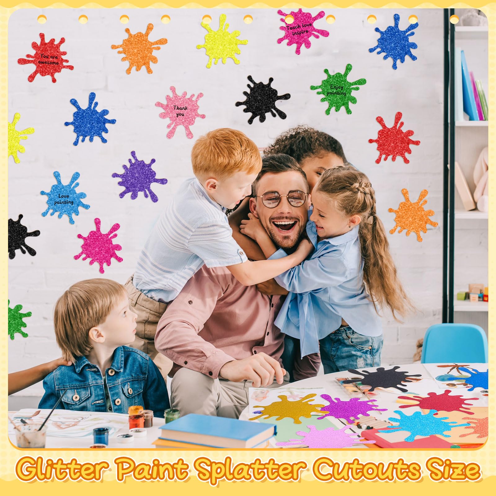 Art Classroom Decor Fuutreo 50 Pcs Paint Splatter Cutouts With Adhesive ...