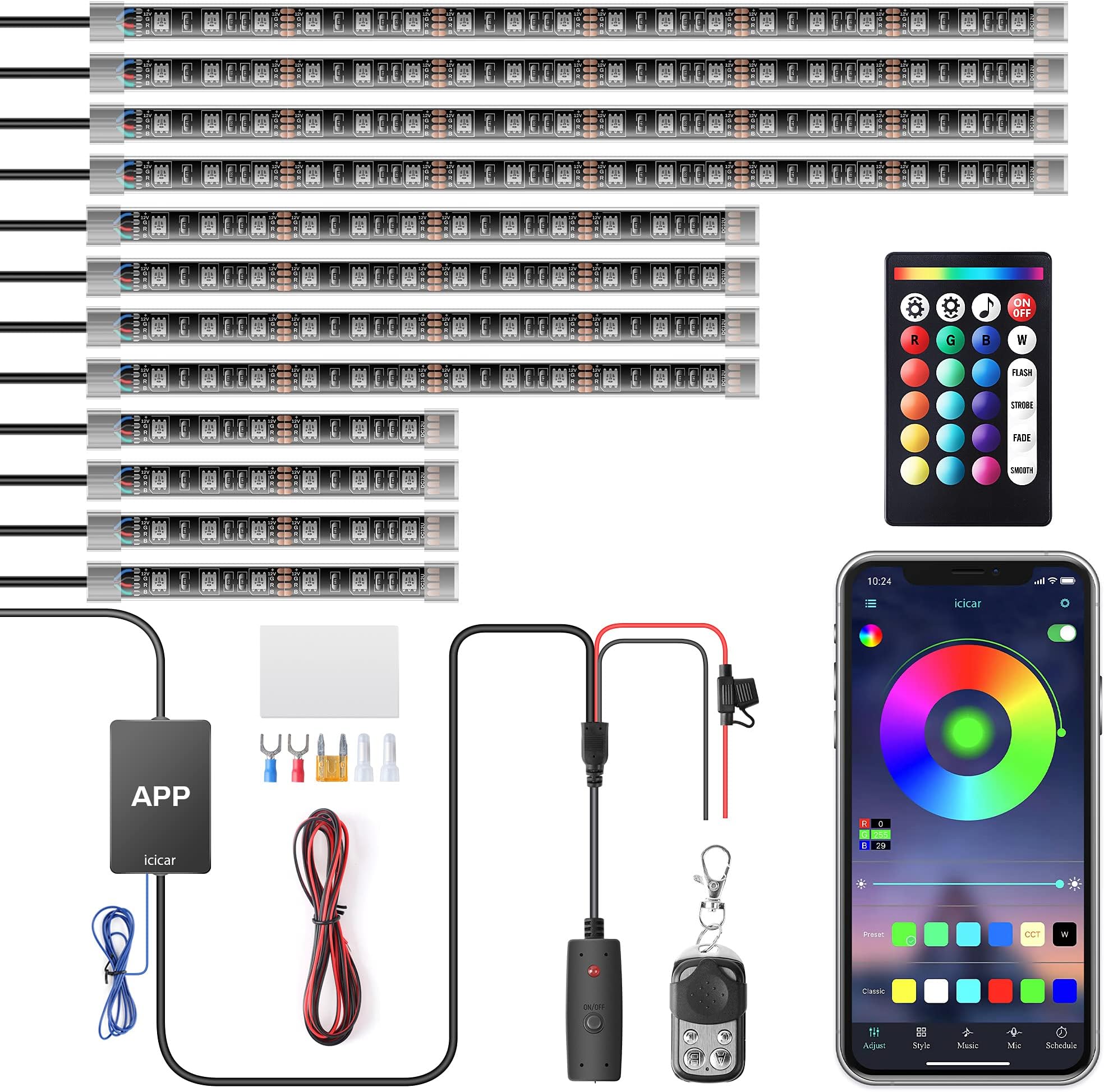 Amazon.com: 16PCS Chasing Effect Motorcycle RGB LED Lights Kit with APP ...