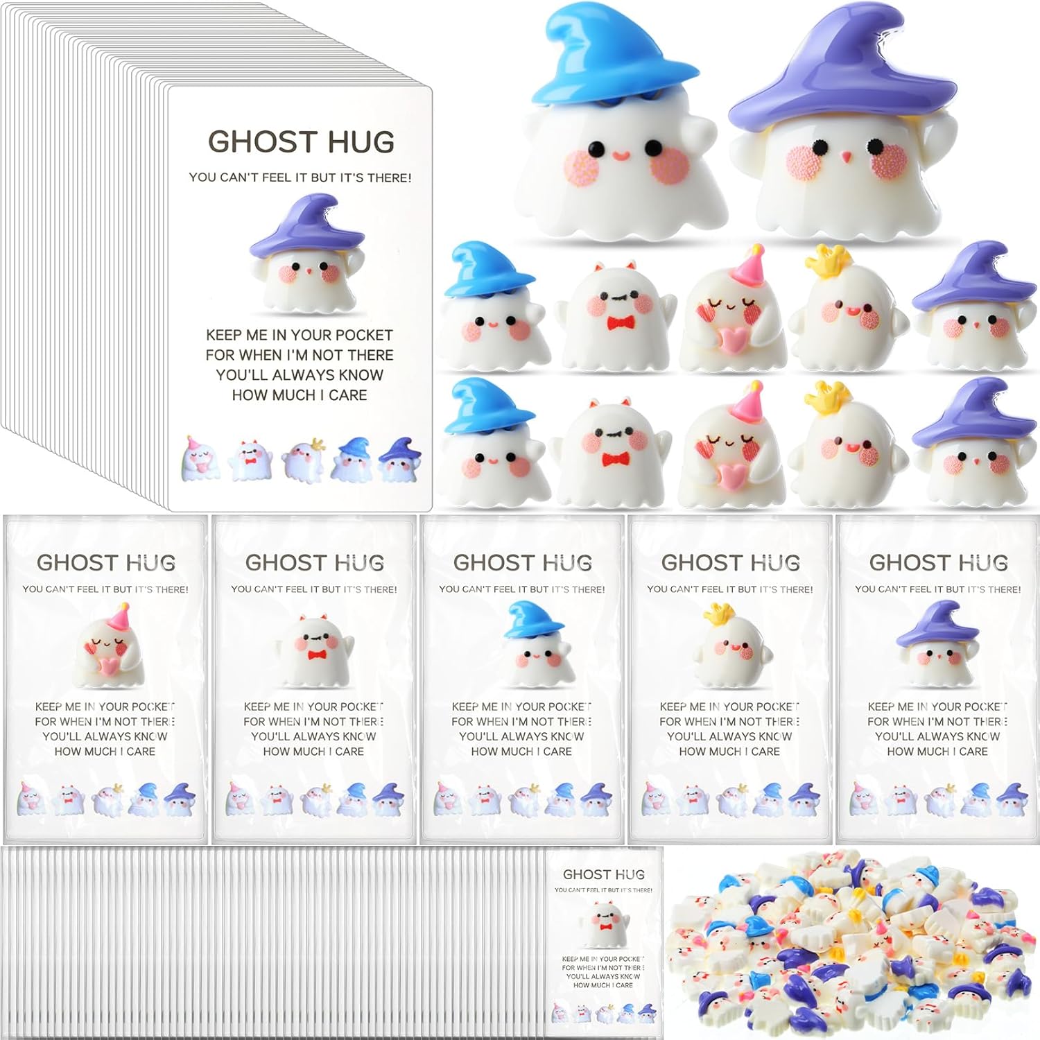 Amazon.com: Fiwochic 100 Set Halloween Ghost Pocket Hug Token Gifts ...